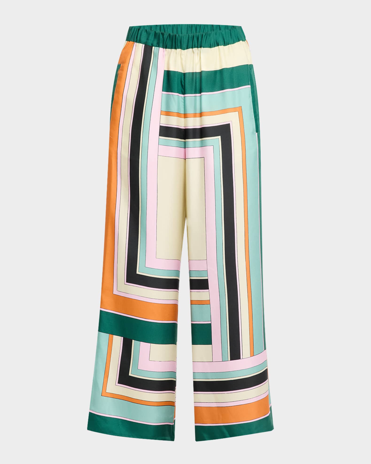 Weekend Max Mara Ottavo Cropped Geometric-Print Silk Pants | Neiman Marcus