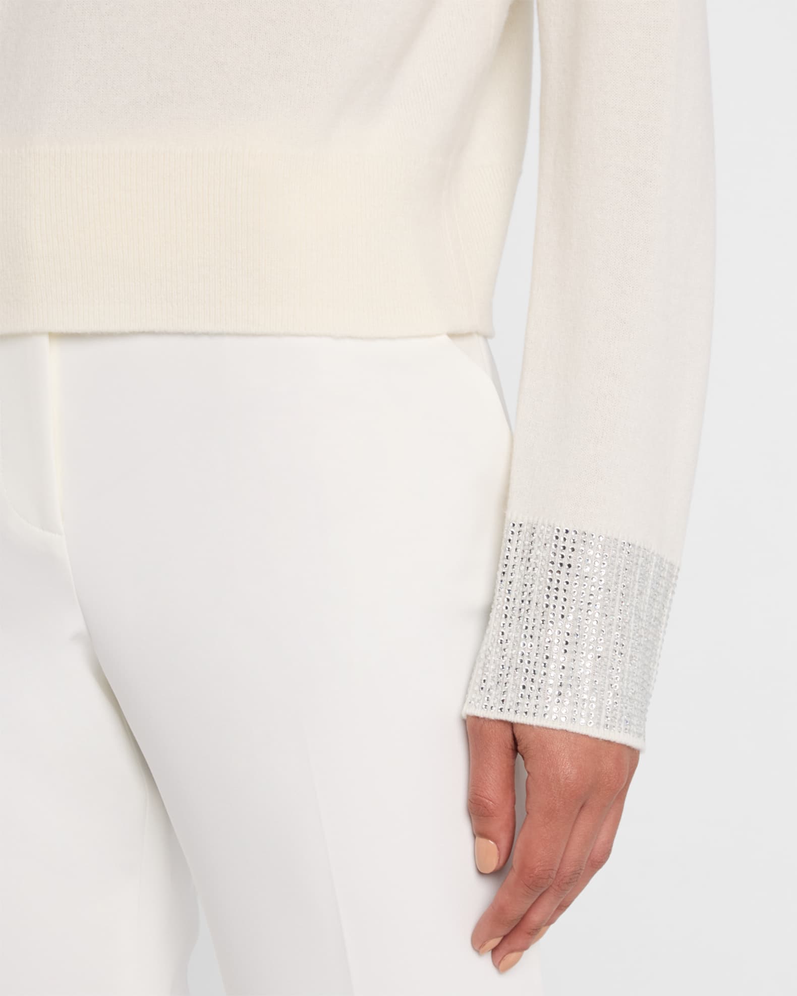 Milly Ilyse Crystal-Cuff Wool and Cashmere Sweater | Neiman Marcus
