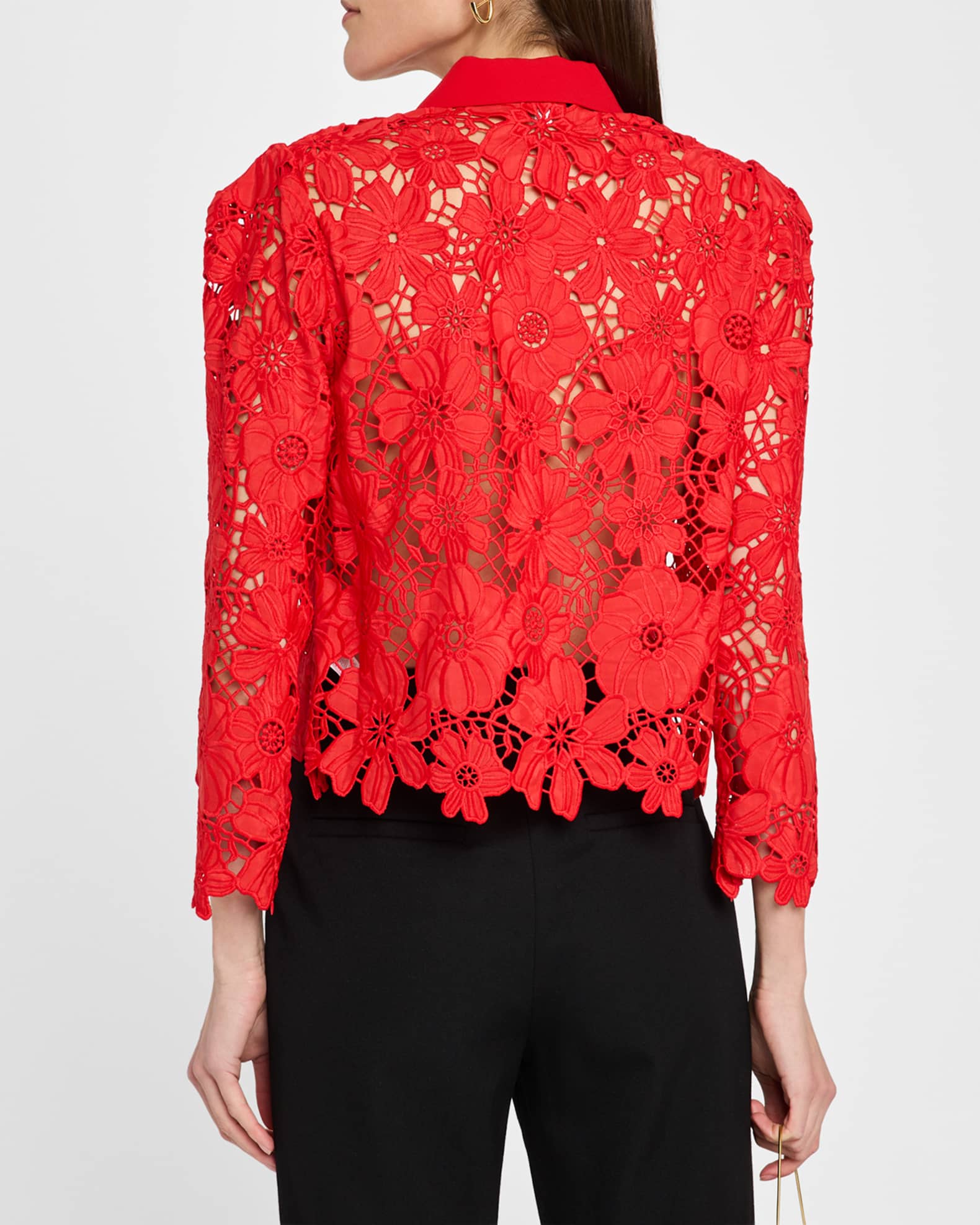 Milly June Cropped Floral Lace Top | Neiman Marcus