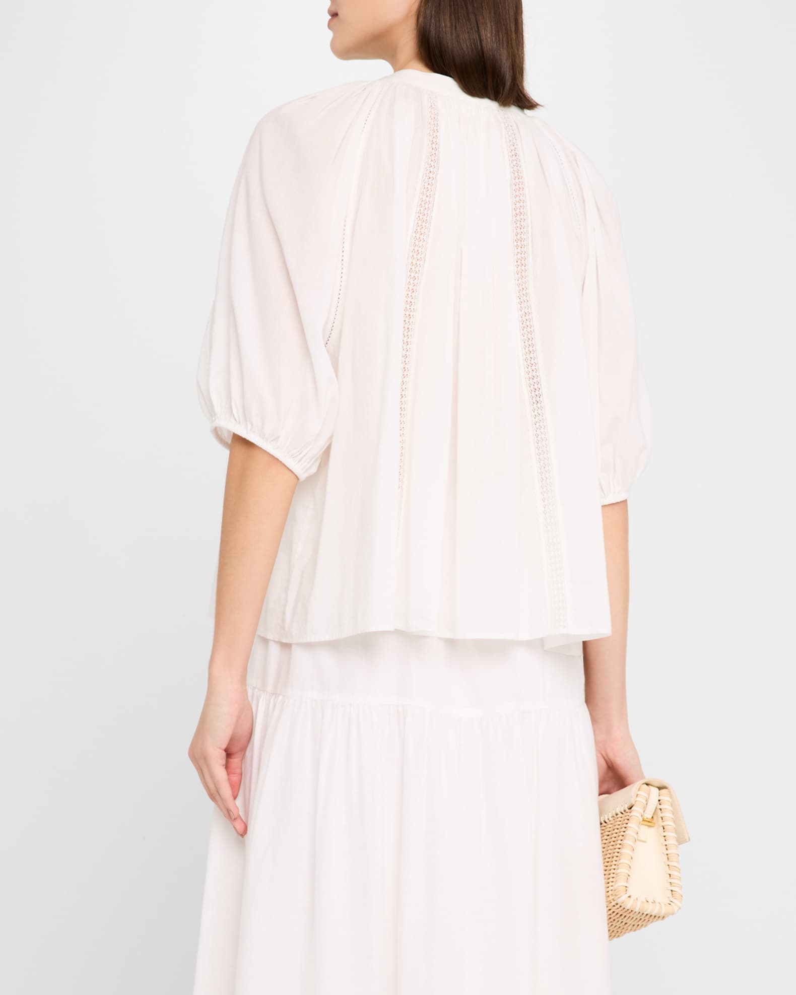 Xirena Evynn Lace-Inset Cotton Shirt | Neiman Marcus