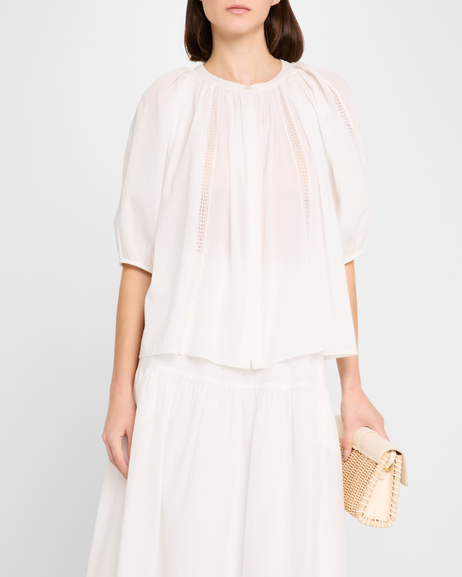Xirena Evynn Lace-Inset Cotton Shirt | Neiman Marcus