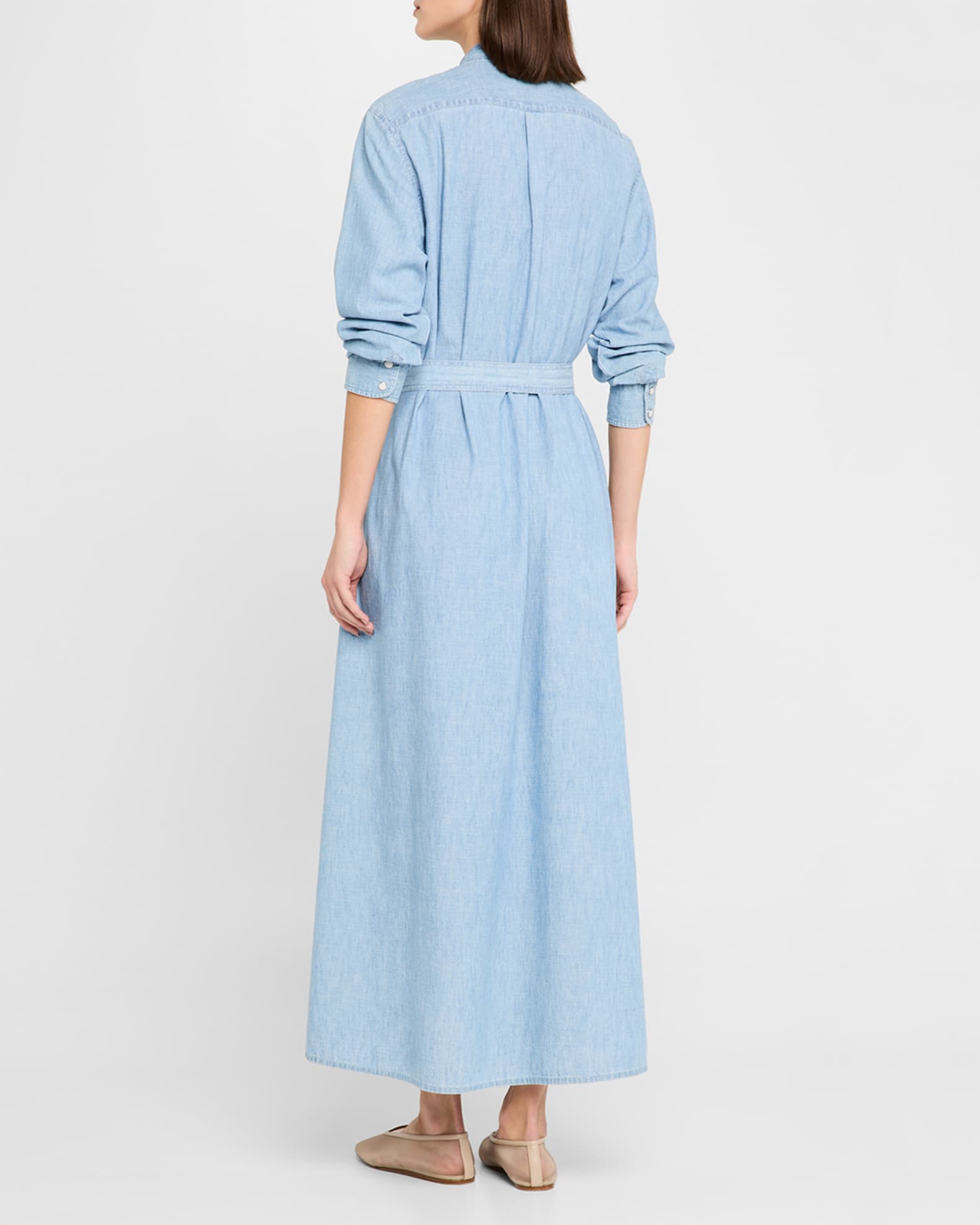 Xirena Bowen Belted Cotton Chambray Maxi Shirtdress | Neiman Marcus