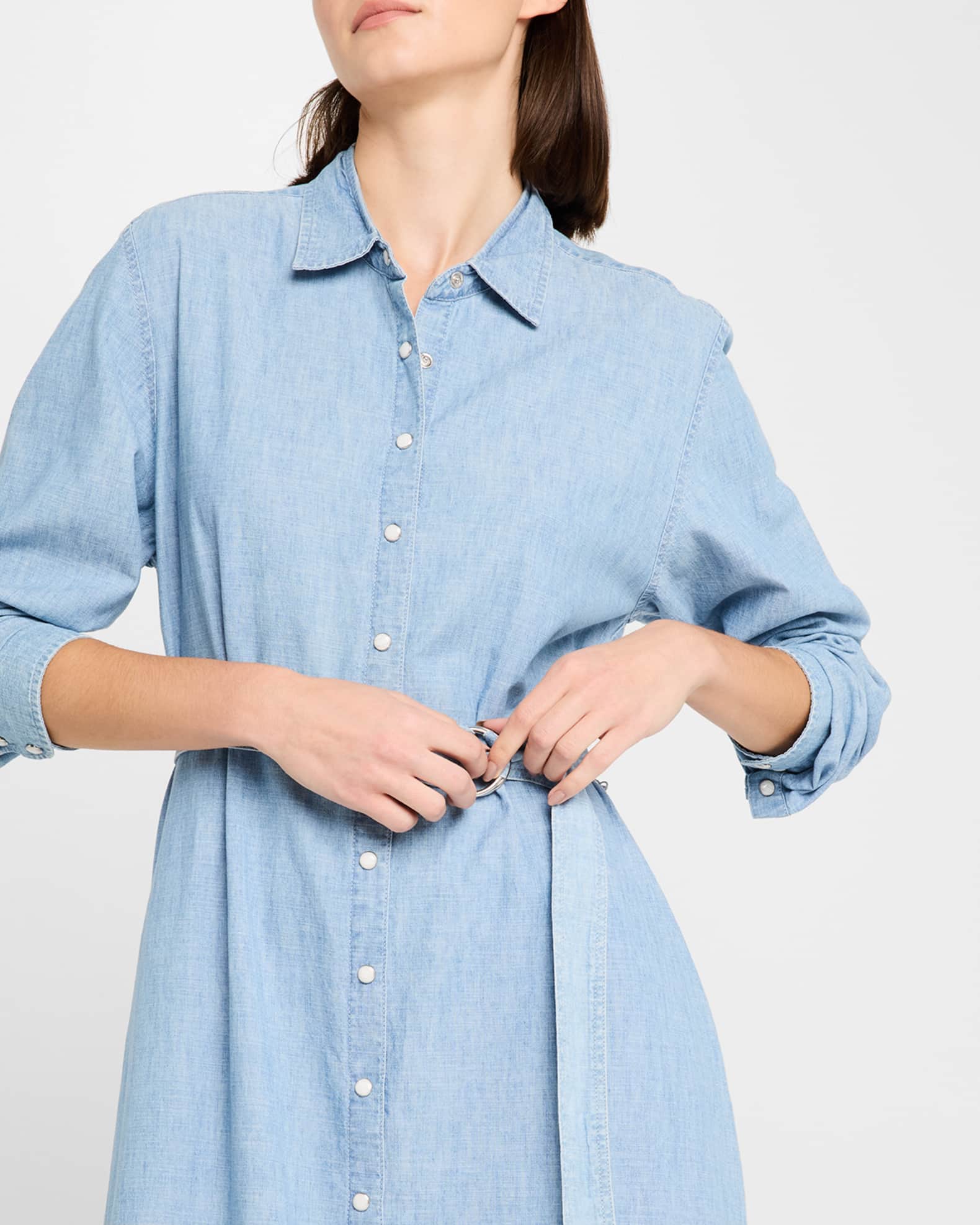 Xirena Bowen Belted Cotton Chambray Maxi Shirtdress | Neiman Marcus