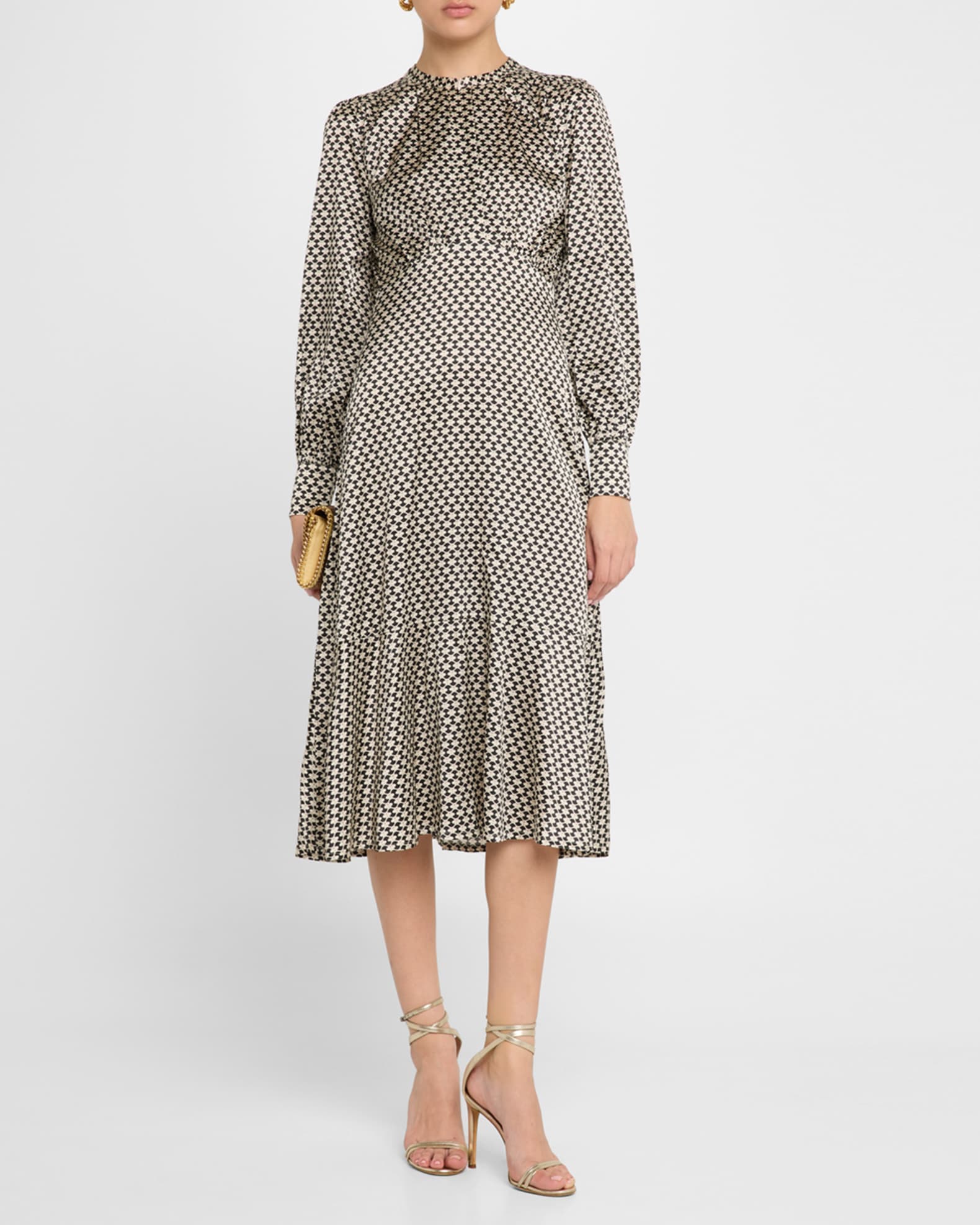Dea Kudibal Rudy Printed Long-Sleeve Empire-Waist Silk Midi Dress | Neiman Marcus