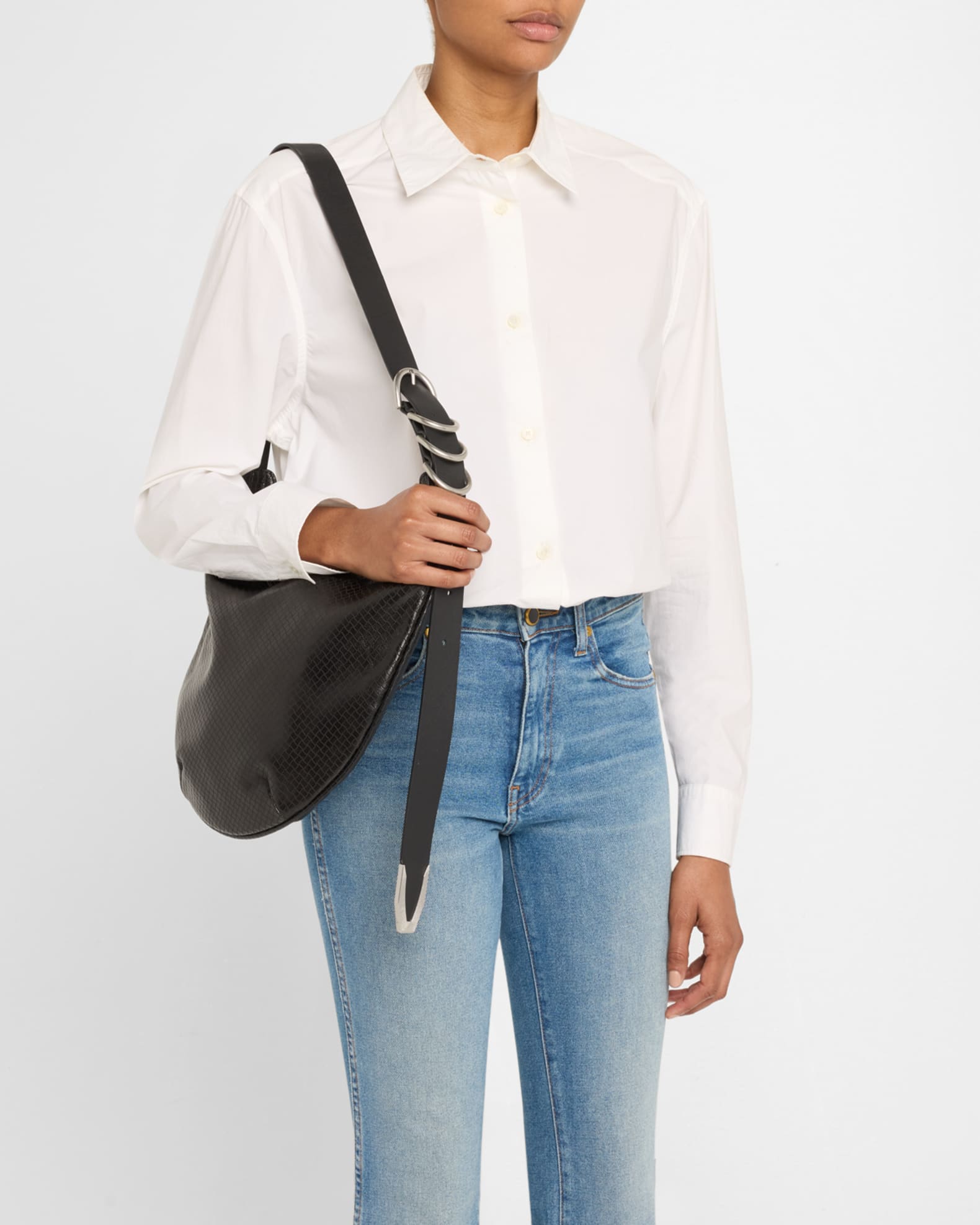 Rag & Bone Spire Mini Snake-Embossed Leather Hobo Bag | Neiman Marcus