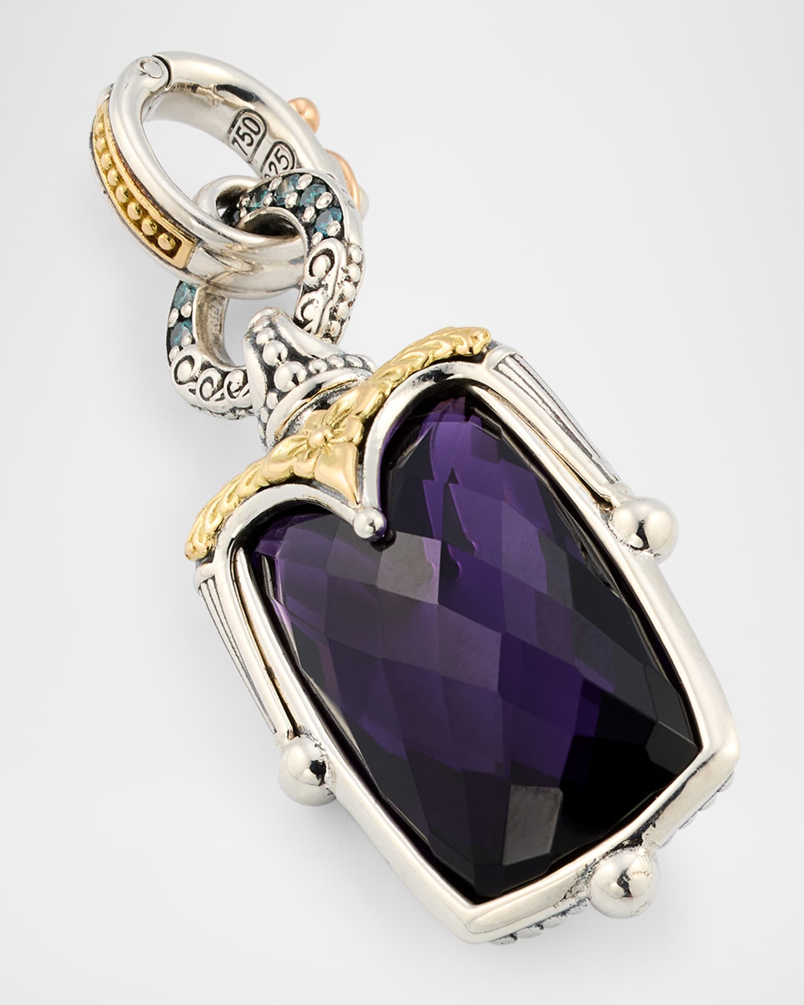 Konstantino Sterling Silver and 18K Yellow Gold Pendant with Blue ...