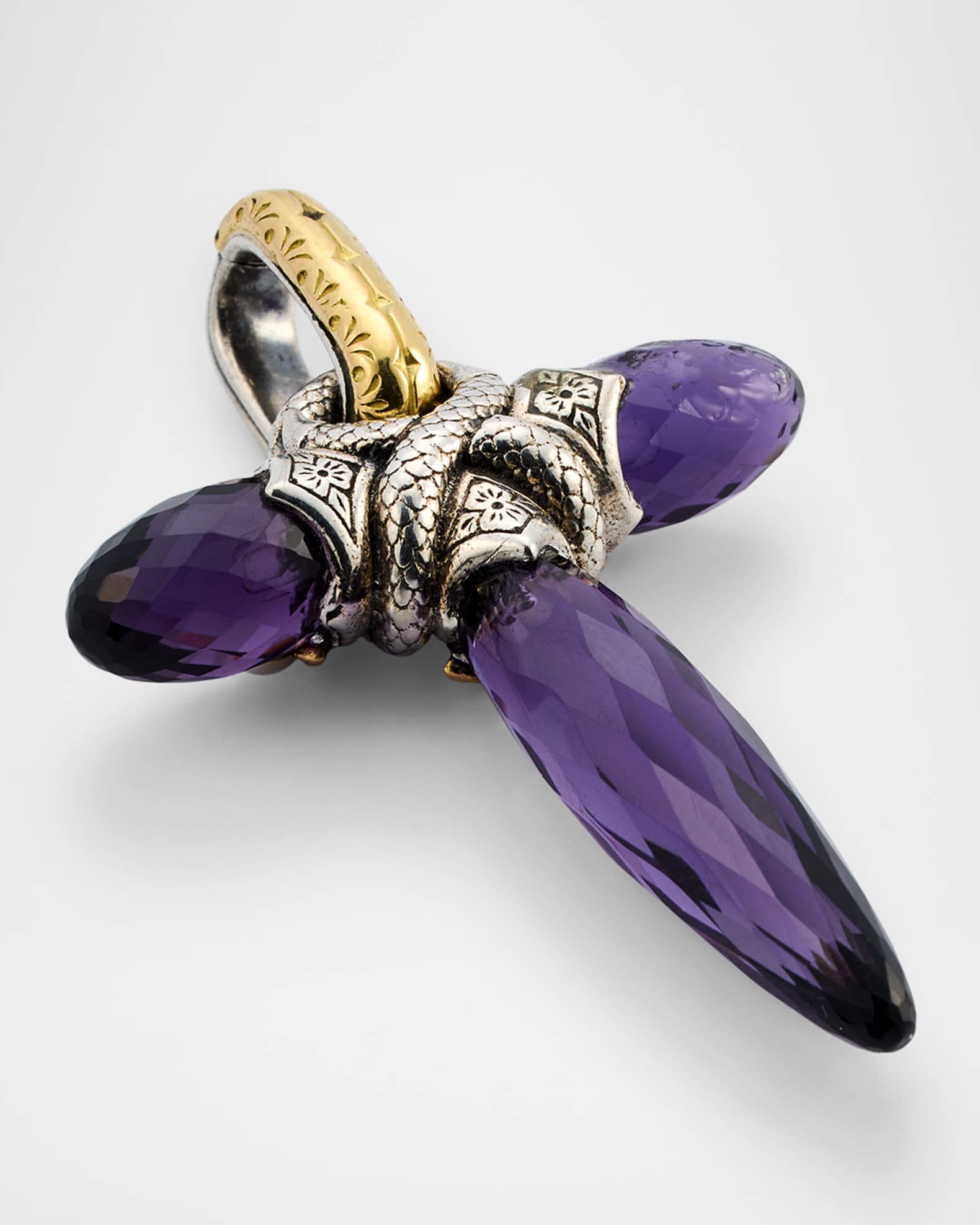 Konstantino Sterling Silver and 18K Yellow Gold Dark Amethyst Quartz ...