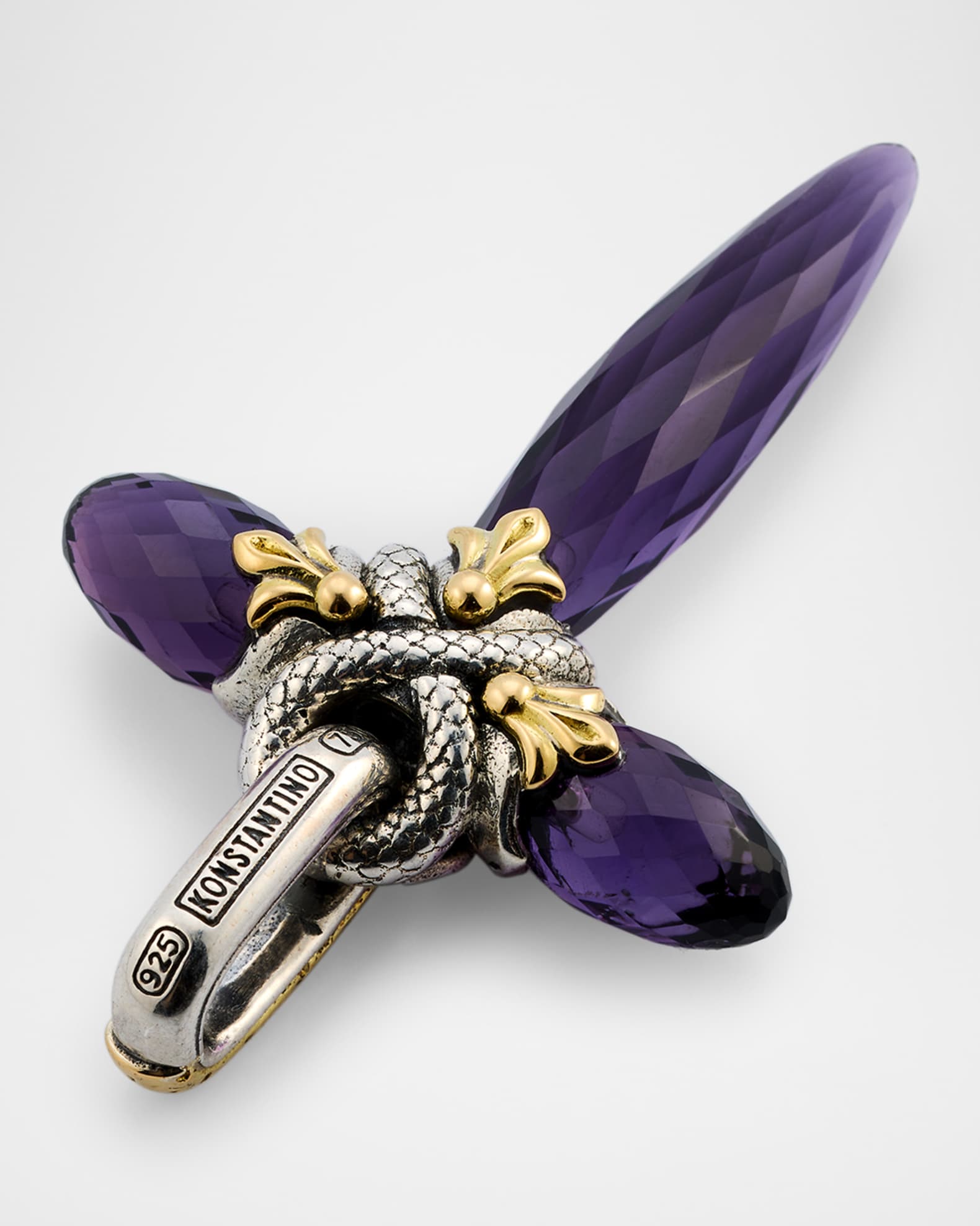 Konstantino Sterling Silver and 18K Yellow Gold Dark Amethyst Quartz ...
