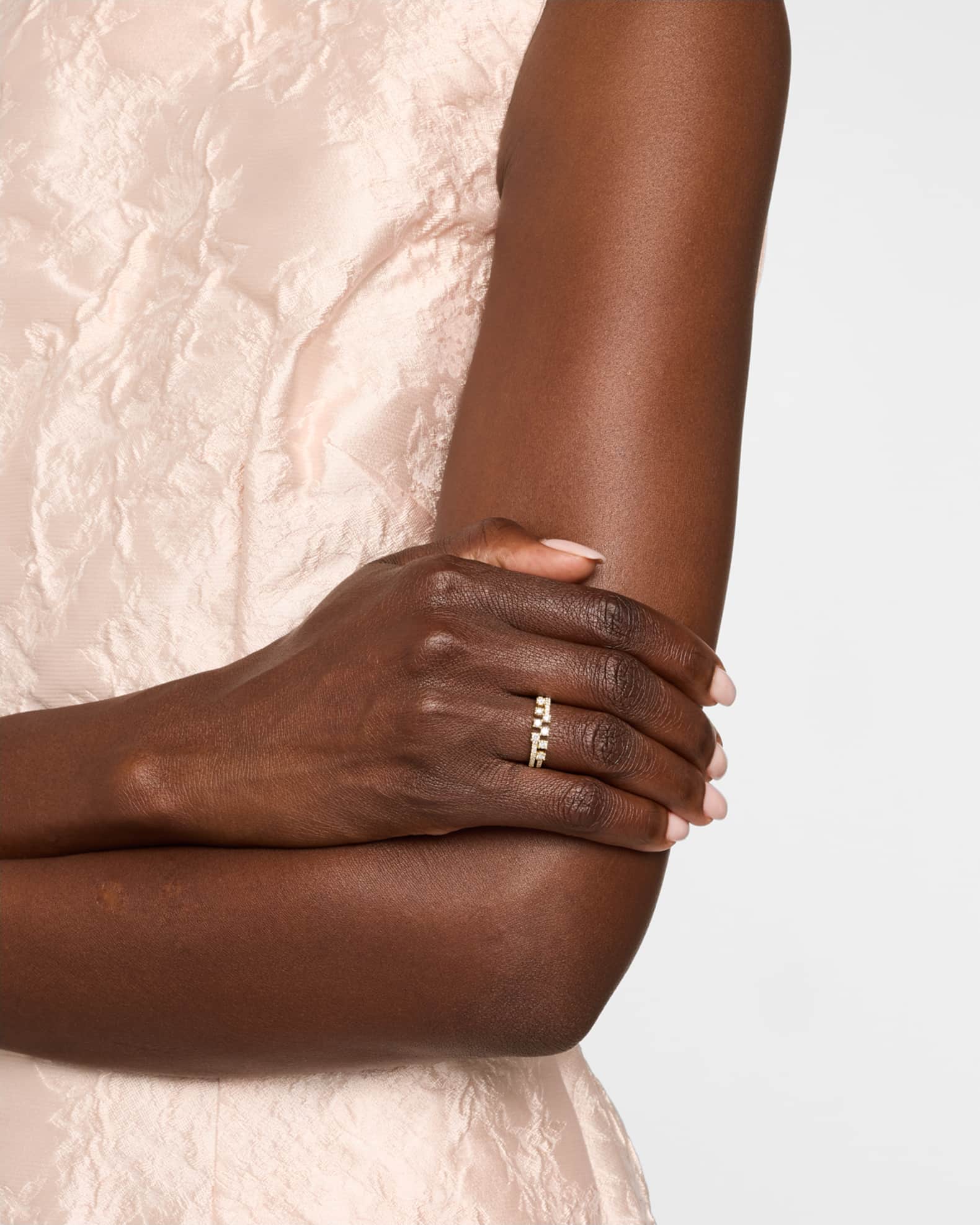 Lisa Nik Sparkle 18K Yellow Gold Double Row Checkered Diamond Ring | Neiman Marcus