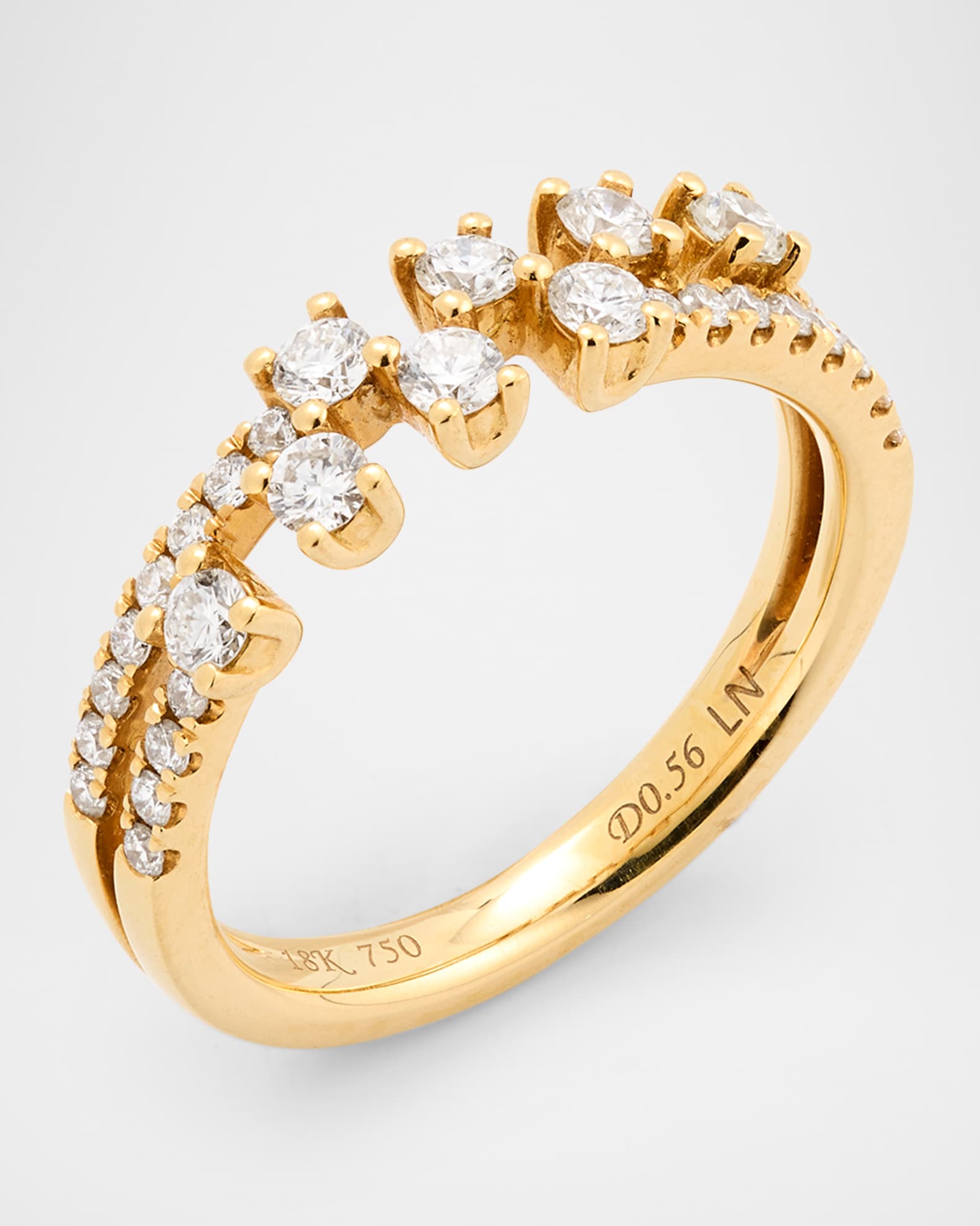 Lisa Nik Sparkle 18K Yellow Gold Double Row Checkered Diamond Ring ...