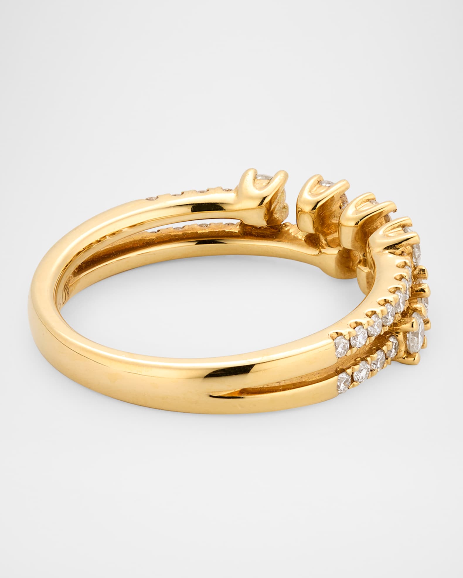 Lisa Nik Sparkle 18K Yellow Gold Double Row Checkered Diamond Ring ...