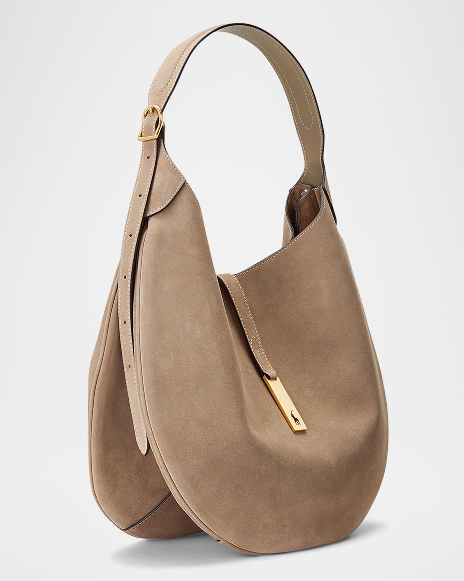Polo Ralph Lauren Polo ID Large Suede Shoulder Bag | Neiman Marcus
