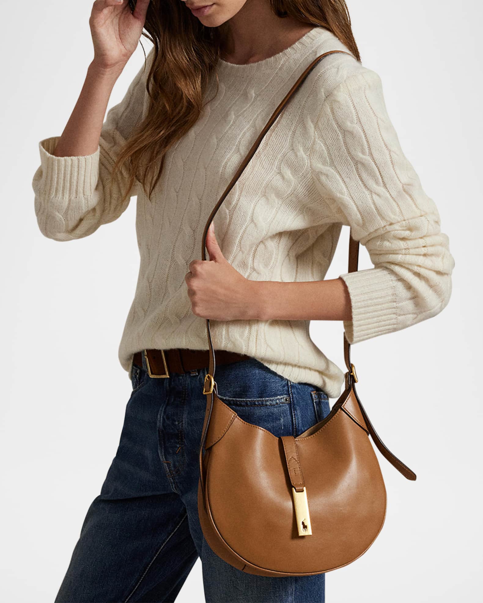 Polo Ralph Lauren Polo ID Small Leather Shoulder Bag | Neiman Marcus