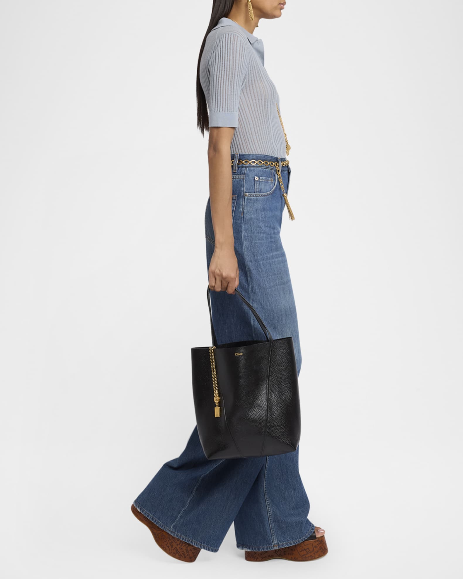 Chloe Spin Medium Tote Bag in Leather | Neiman Marcus