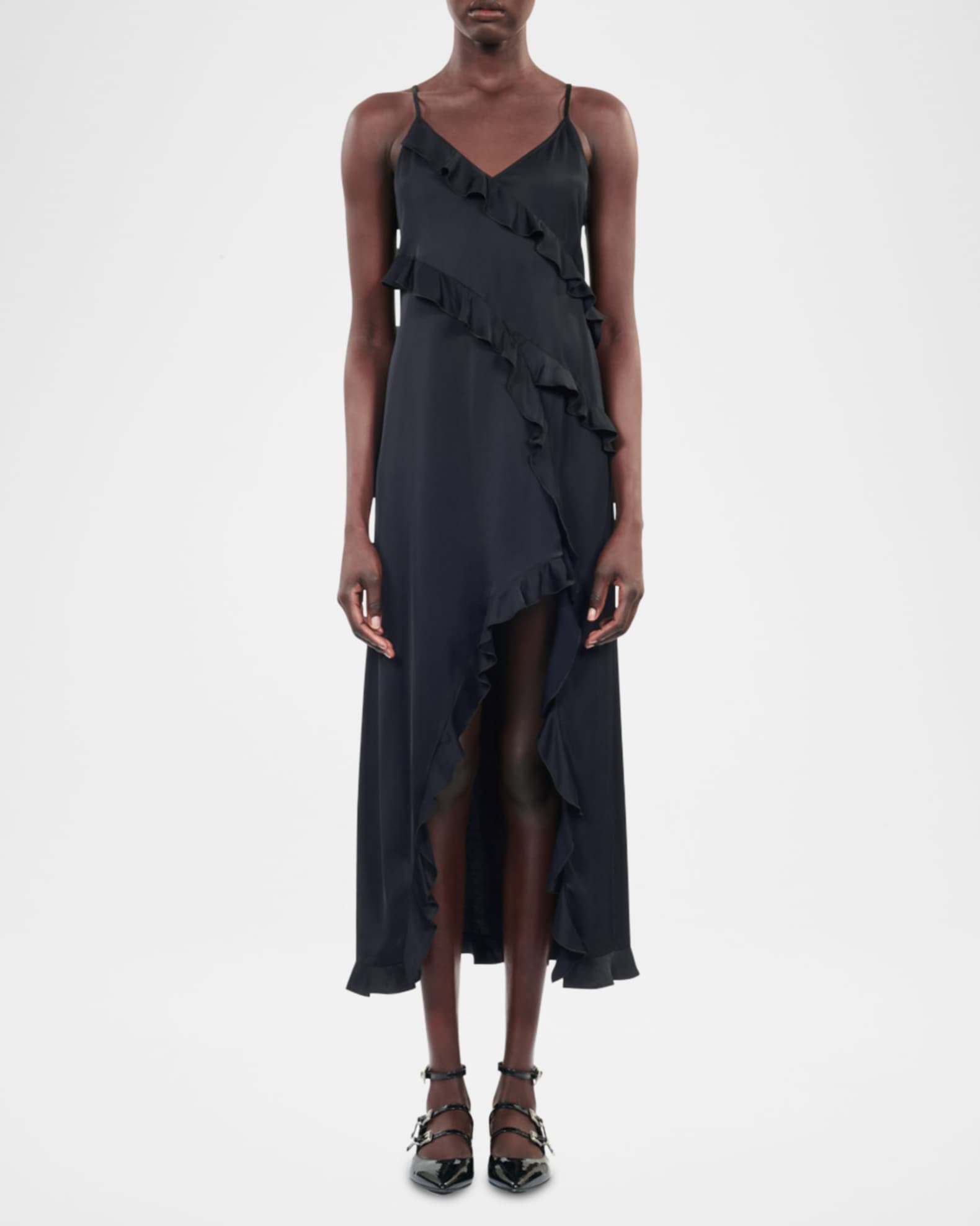 The Kooples Sleeveless Ruffled Slip Dress | Neiman Marcus