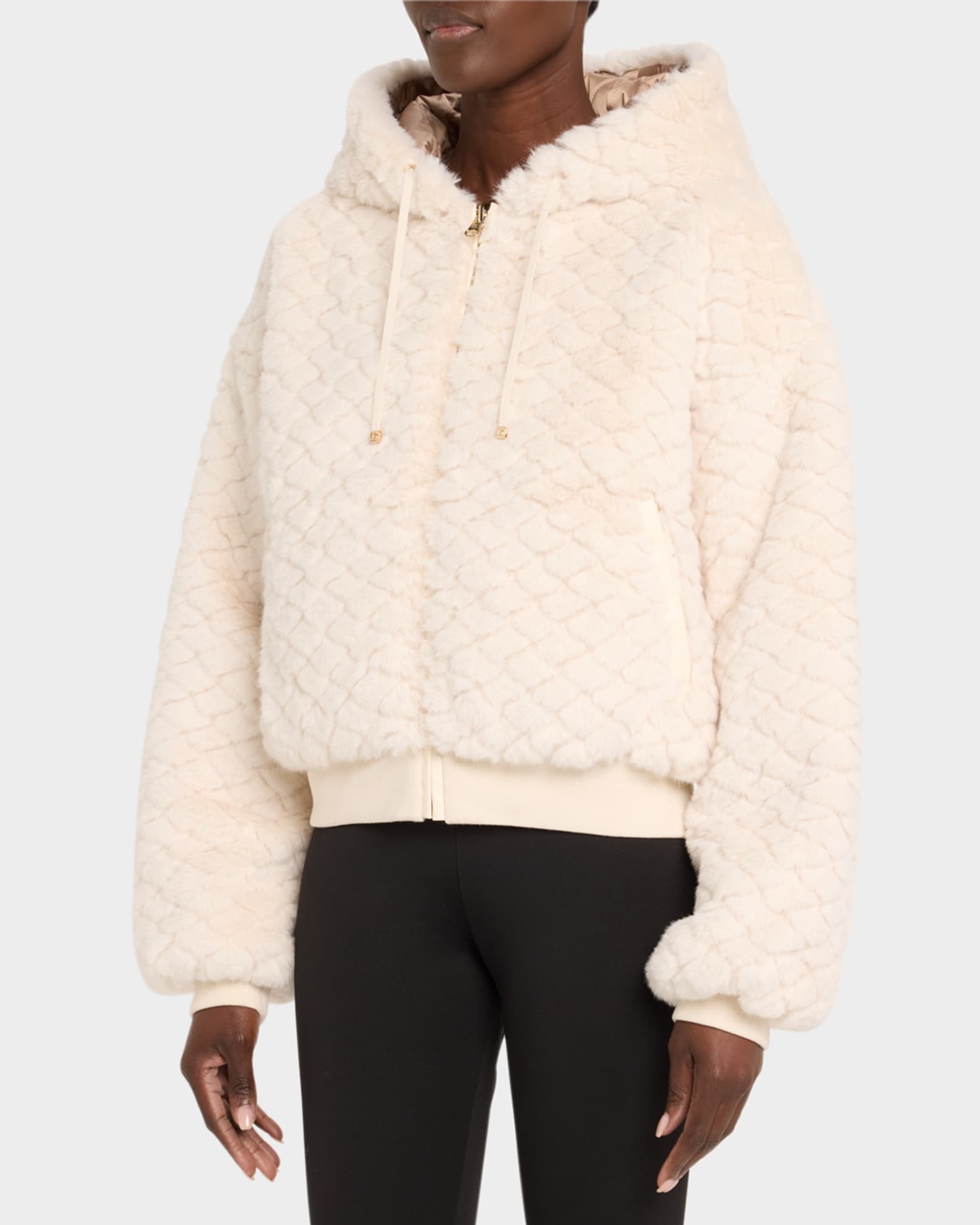 Blanc Noir Fawn Reversible Faux Fur Hoodie | Neiman Marcus