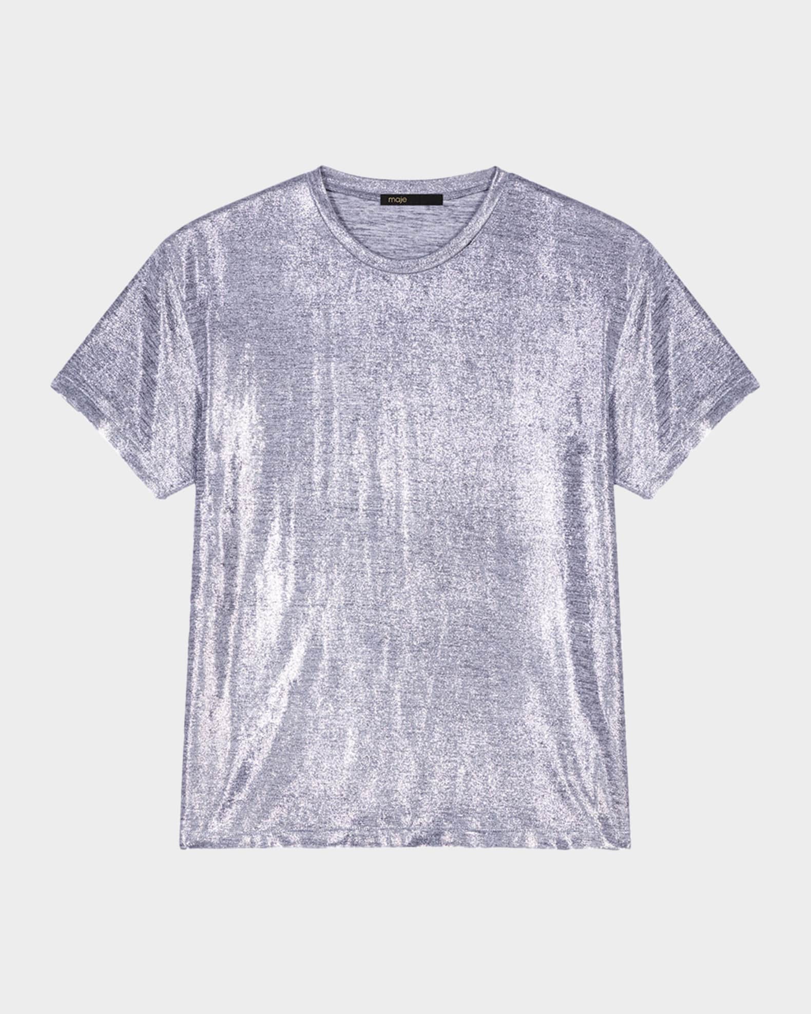 Maje Metallic Crewneck T-Shirt | Neiman Marcus