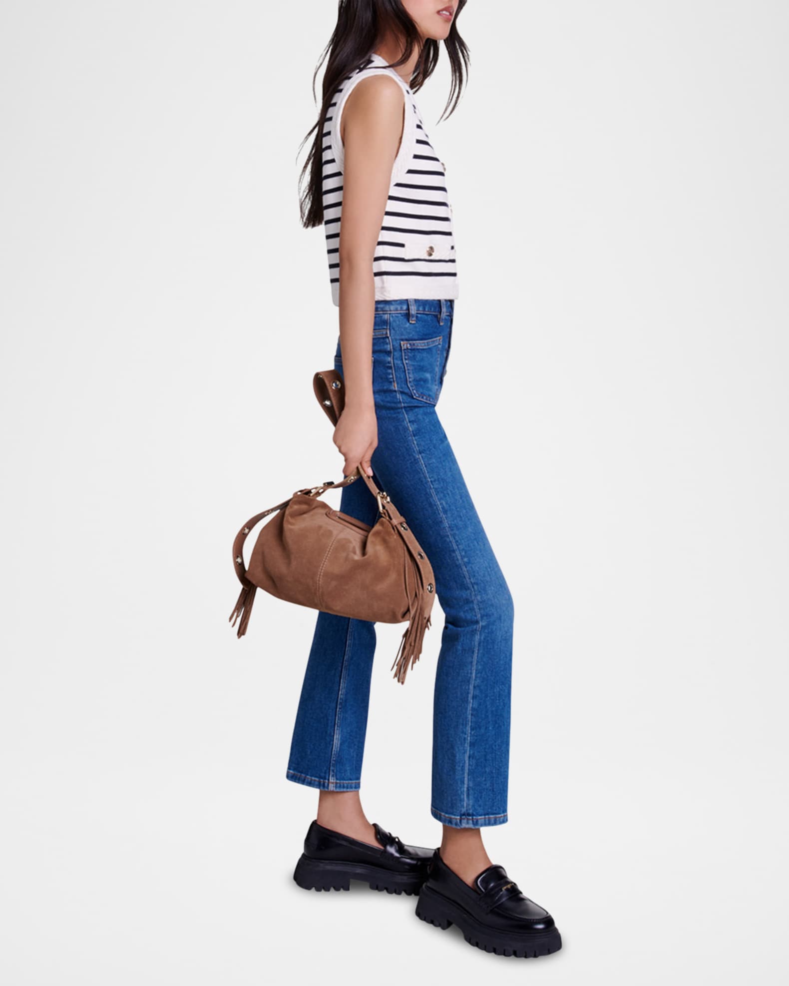 Maje Melisse Striped Knit Vest | Neiman Marcus