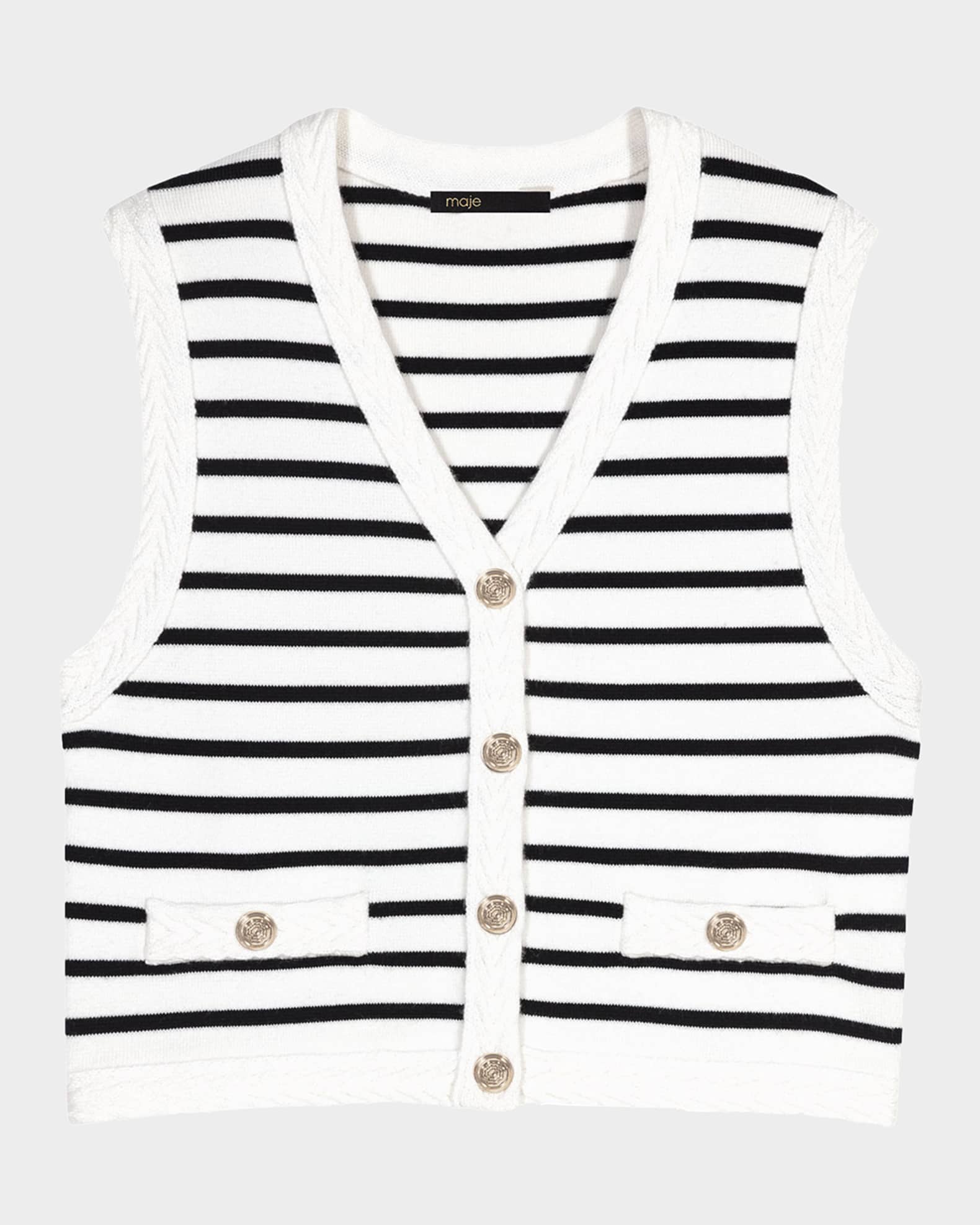 Maje Melisse Striped Knit Vest | Neiman Marcus