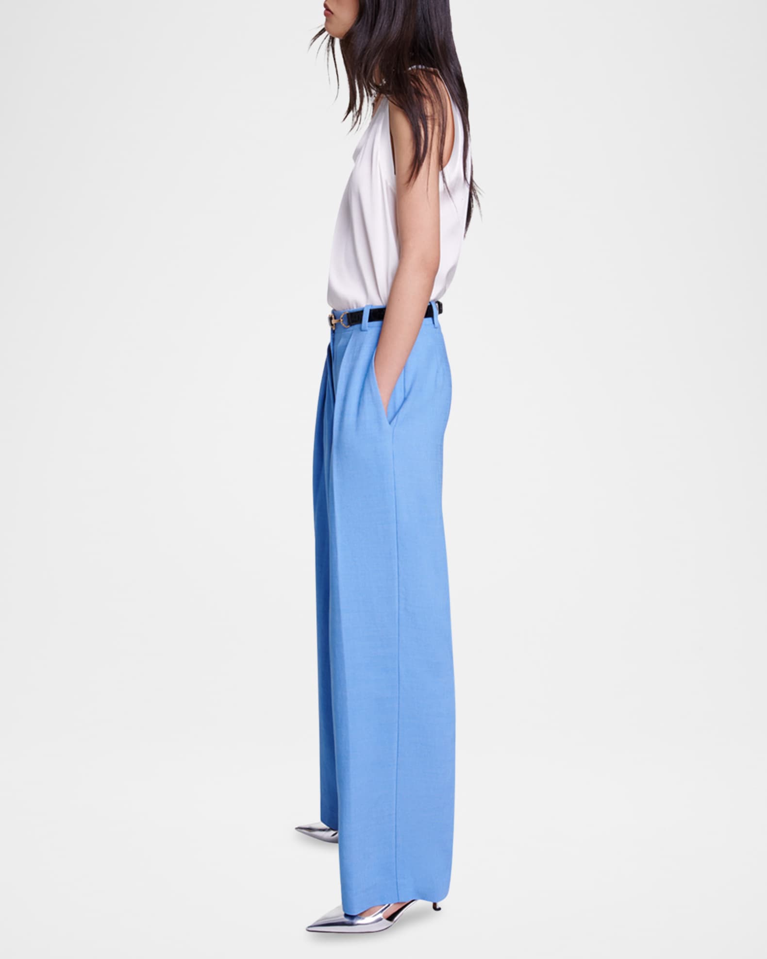 Maje Pivalda Textured Wide-Leg Pants | Neiman Marcus