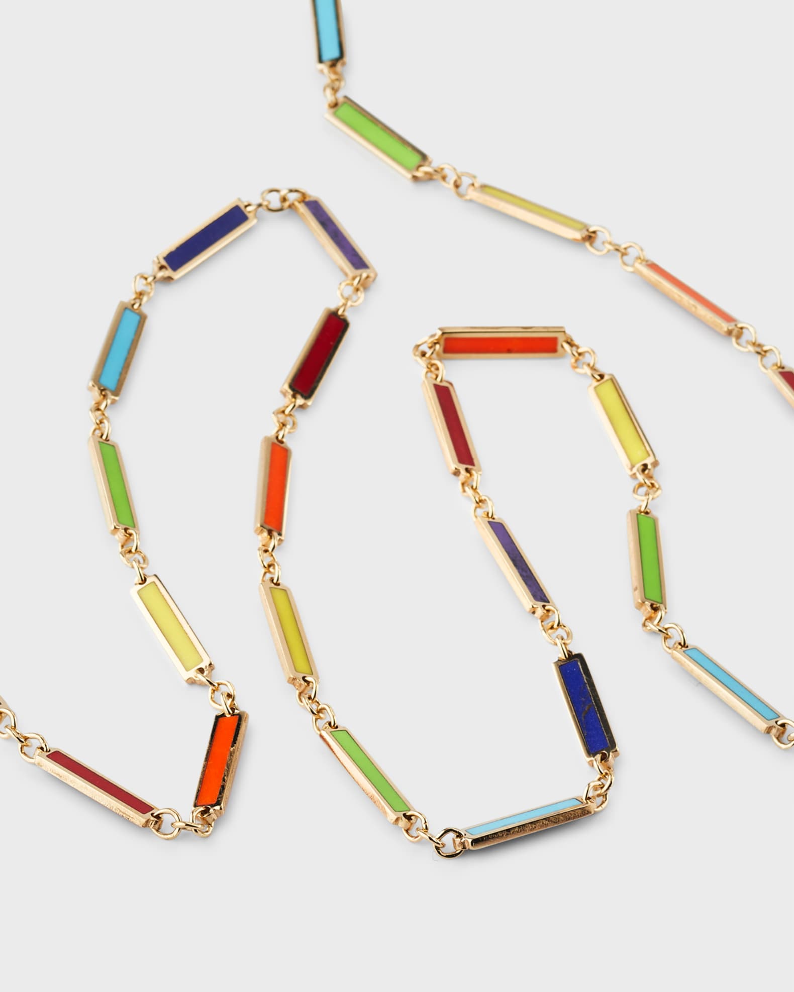 Frederic Sage 14K Yellow Gold Rainbow Inlay Station Necklace, 18"L ...