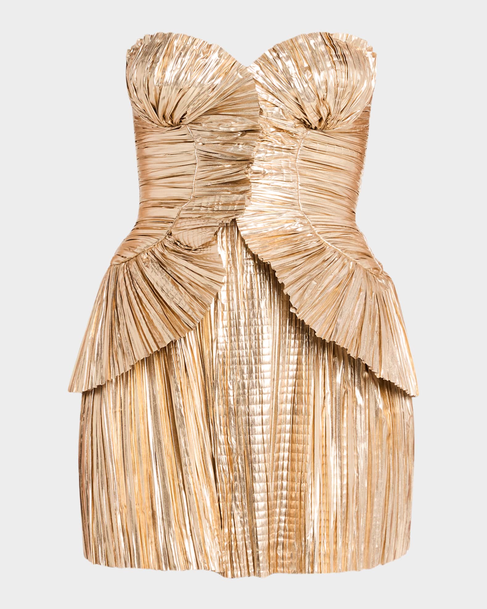 Cult Gaia Charlique Metallic Pleated Mini Dress | Neiman Marcus