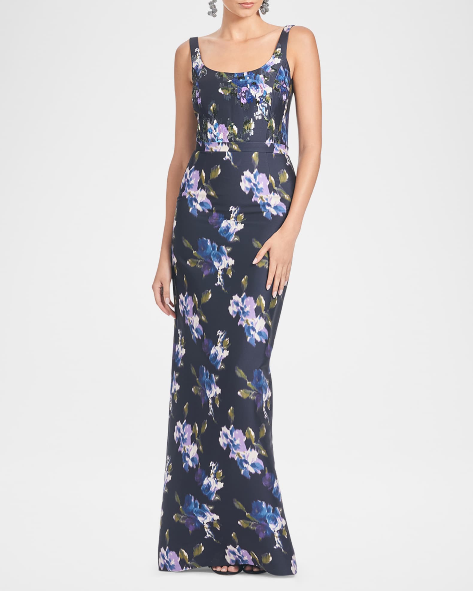 Sachin & Babi Lana Sequin Floral-Print Column Gown | Neiman Marcus