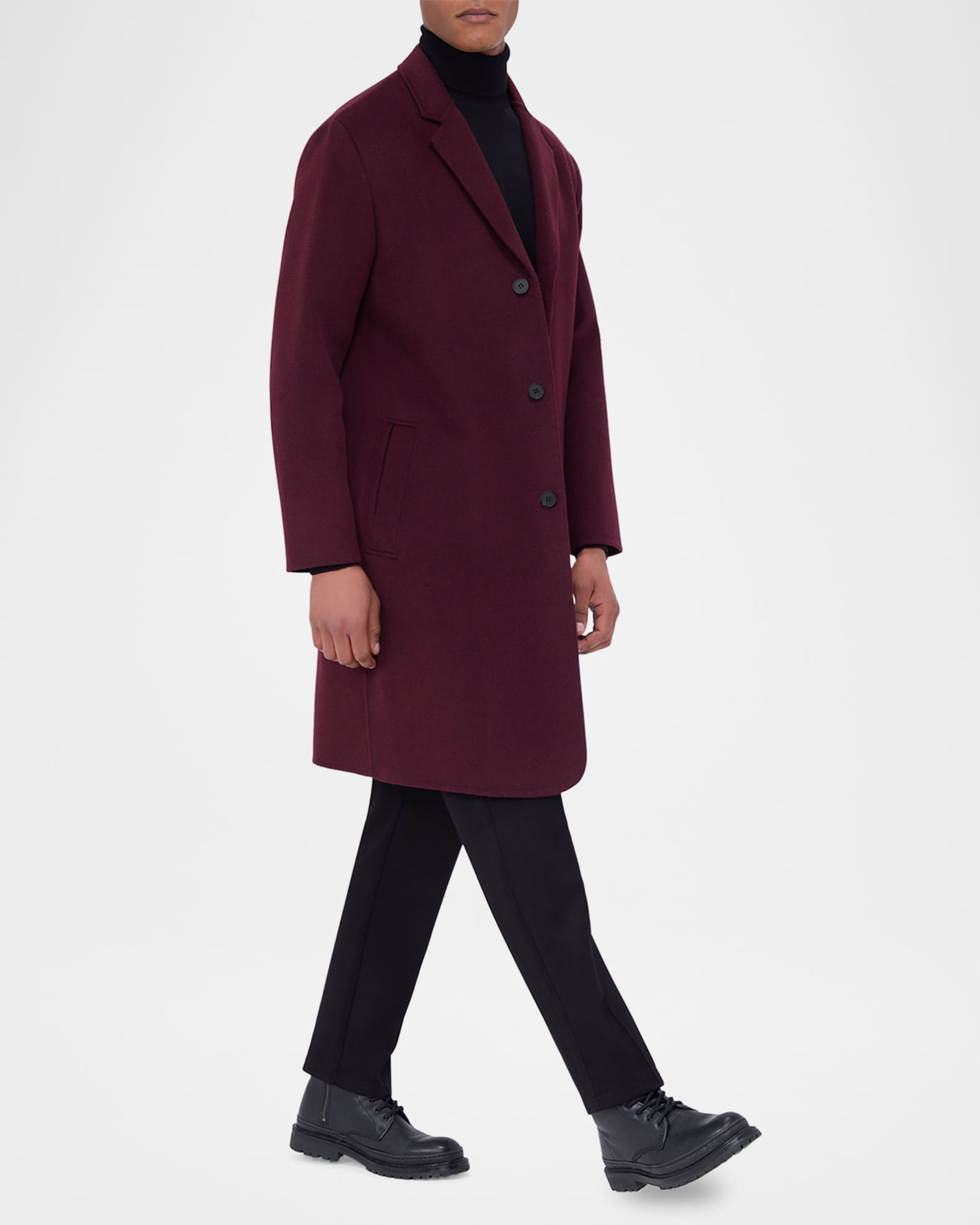 Bugatchi Men's Wool Single-Breasted Overcoat | Neiman Marcus