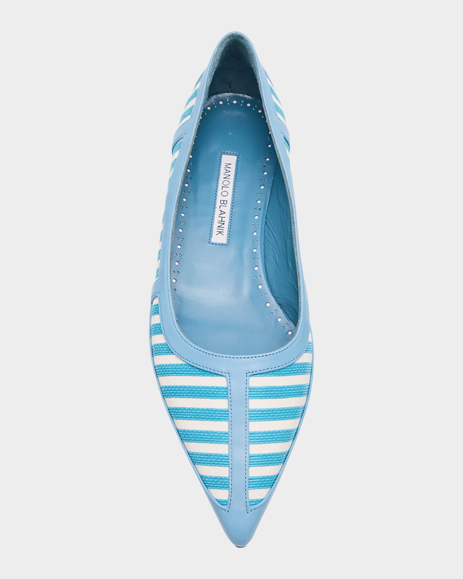 Manolo Blahnik Bicolor Stripe Ballerina Flats | Neiman Marcus