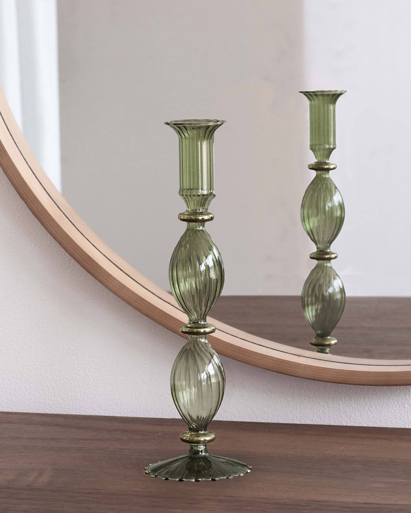 Beatriz Ball Glass Cambridge Beryl 10" Candlestick Holders, Set of 2 ...