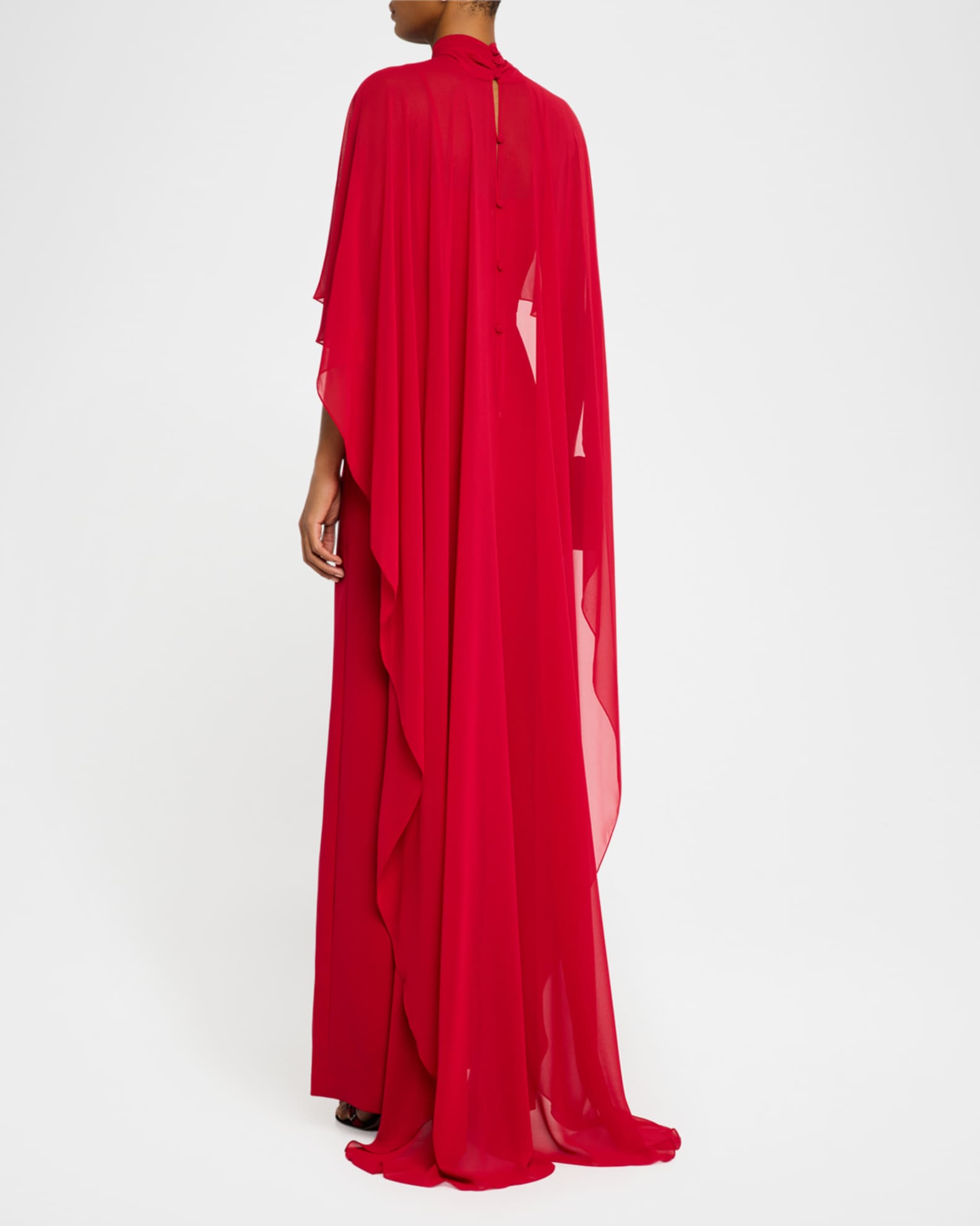 Rickie Freeman for Teri Jon Draped Tie-Neck Cape Column Gown | Neiman ...