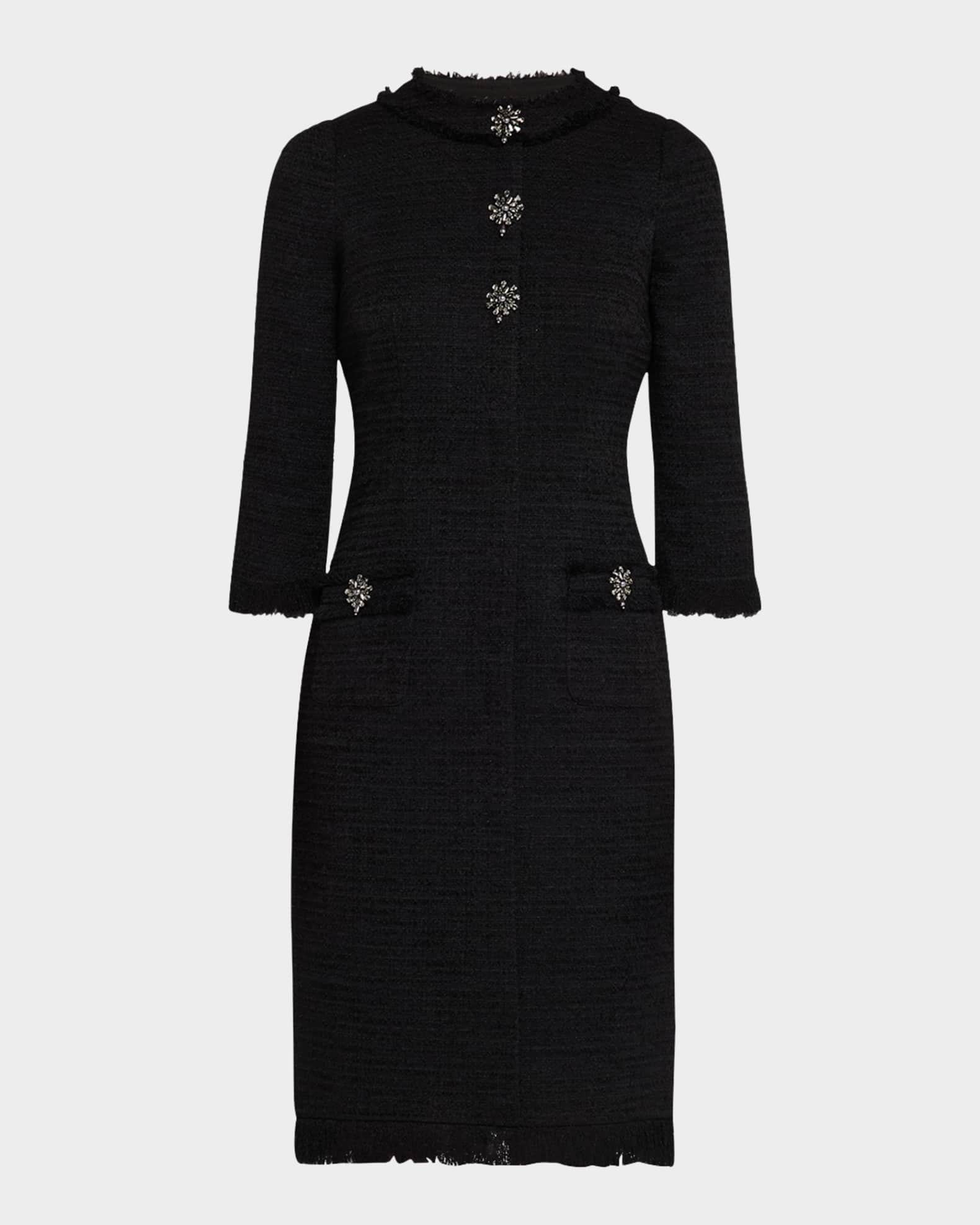 Rickie Freeman for Teri Jon Jewel-Embellished Stretch Boucle Dress ...