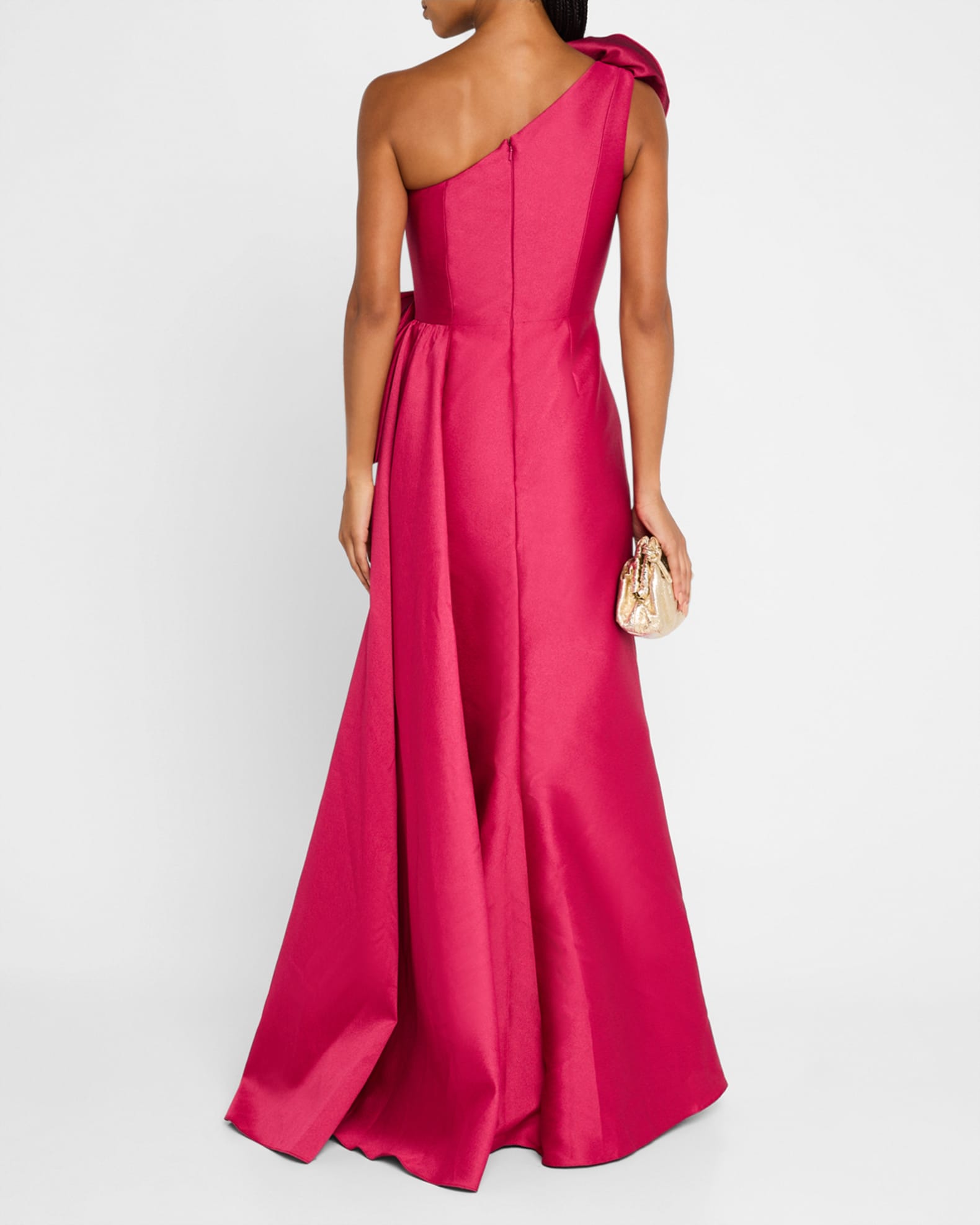 Rickie Freeman for Teri Jon One-Shoulder Flower Jacquard Gown | Neiman ...
