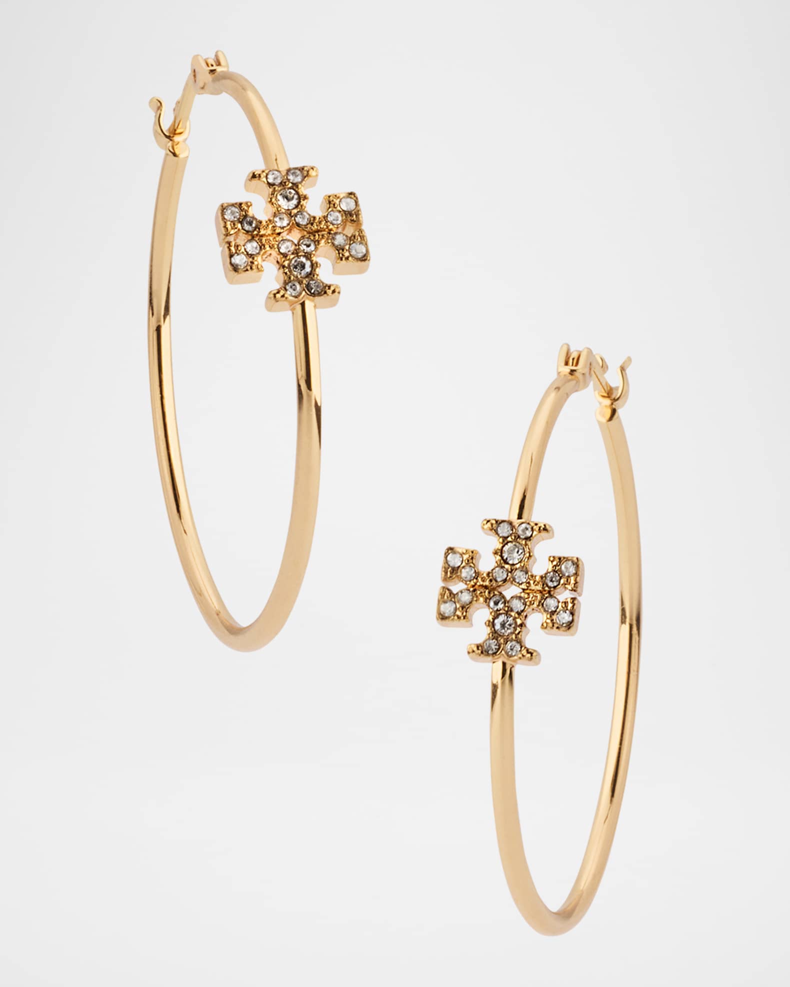 Tory Burch Eleanor Pave Hoop Earrings | Neiman Marcus