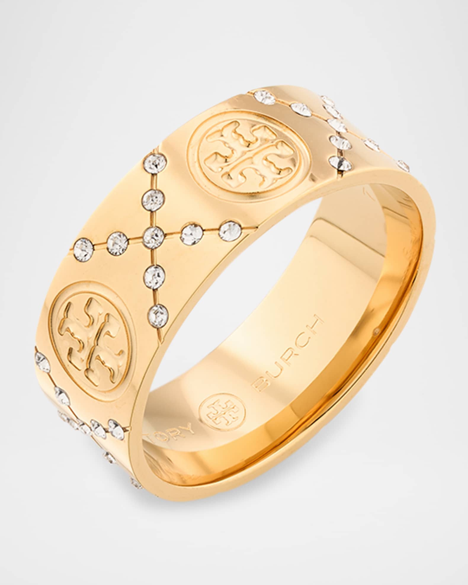 Tory Burch T Monogram Pavé Ring, Size 7 | Neiman Marcus
