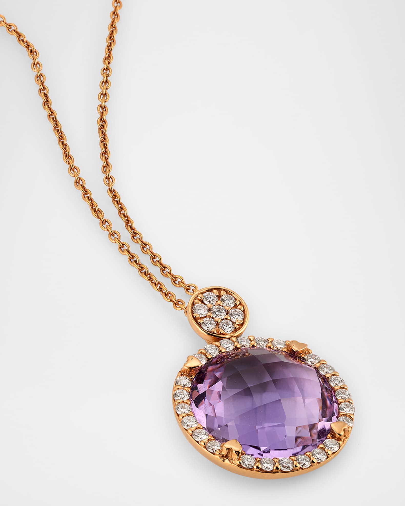 Lisa Nik Rocks 18K Rose Gold Petite Amethyst Diamond Halo and Disc Bail ...