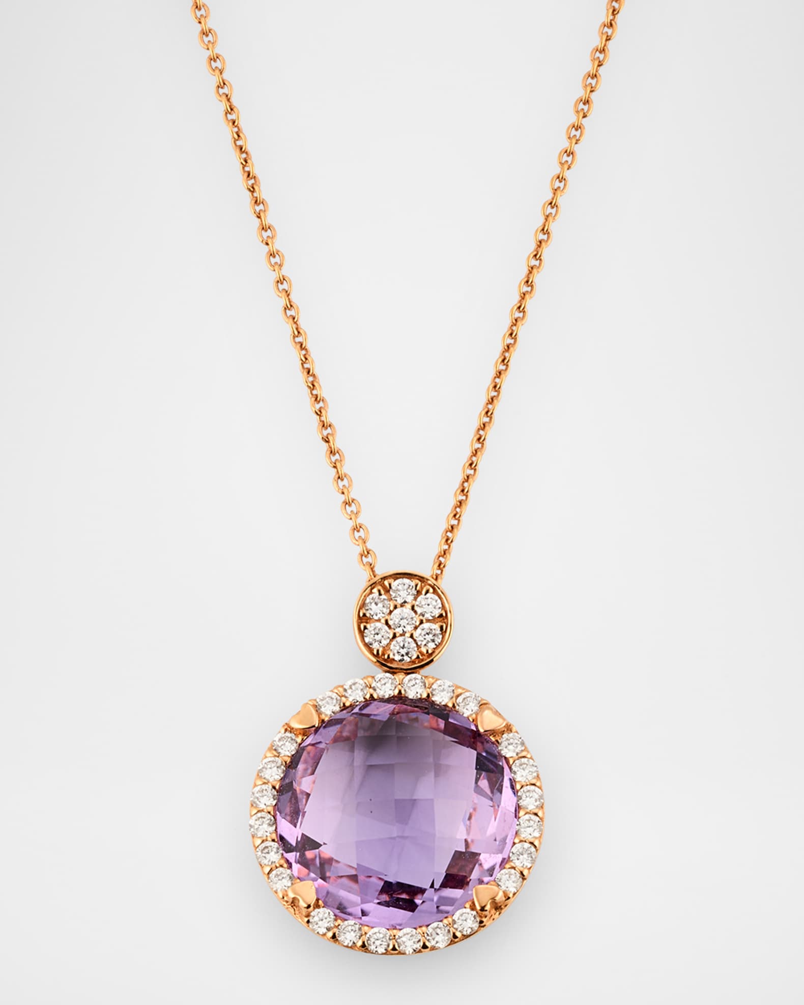 Lisa Nik Rocks 18K Rose Gold Petite Amethyst Diamond Halo and Disc Bail ...