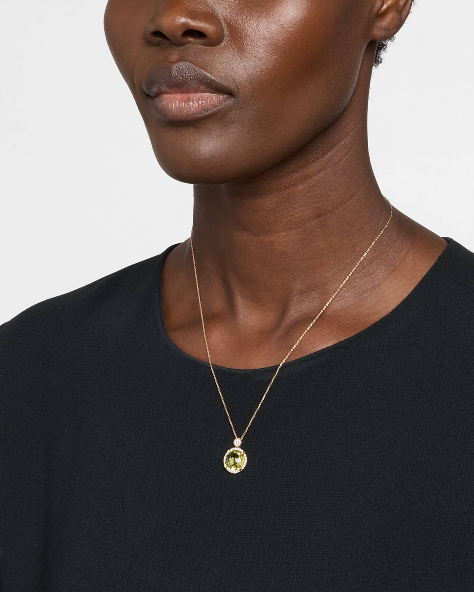 Lisa Nik Rocks 18K Rose Gold Petite Lemon Quartz Diamond Halo and Disc ...