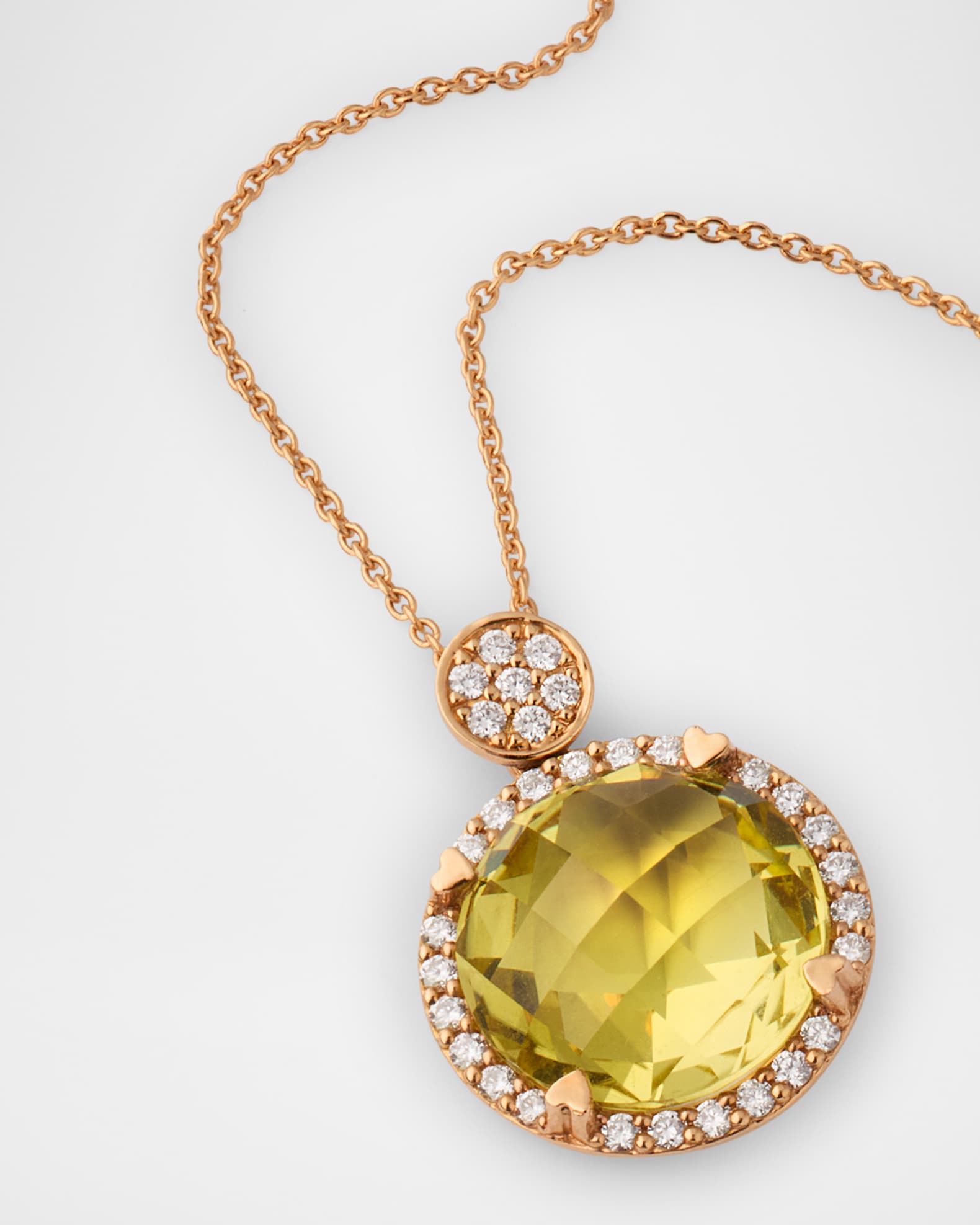 Lisa Nik Rocks 18K Rose Gold Petite Lemon Quartz Diamond Halo and Disc ...