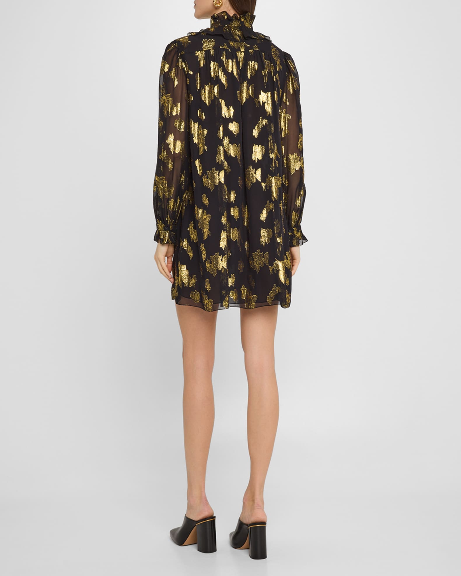 Chloe Metallic Floral Silk Jacquard Shift Dress | Neiman Marcus