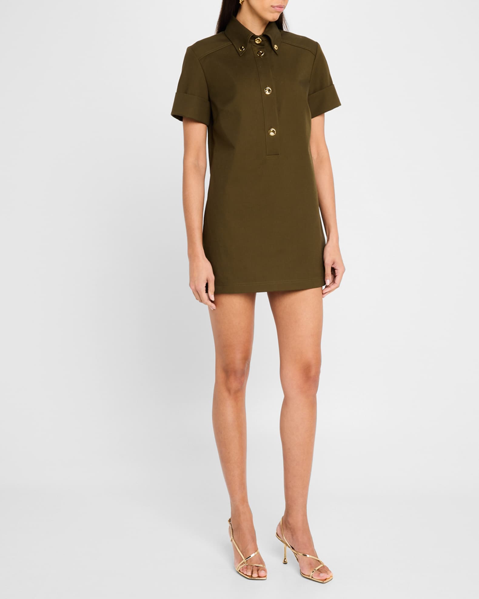 Brandon Maxwell Noelle Short-Sleeve Mini Shirtdress | Neiman Marcus