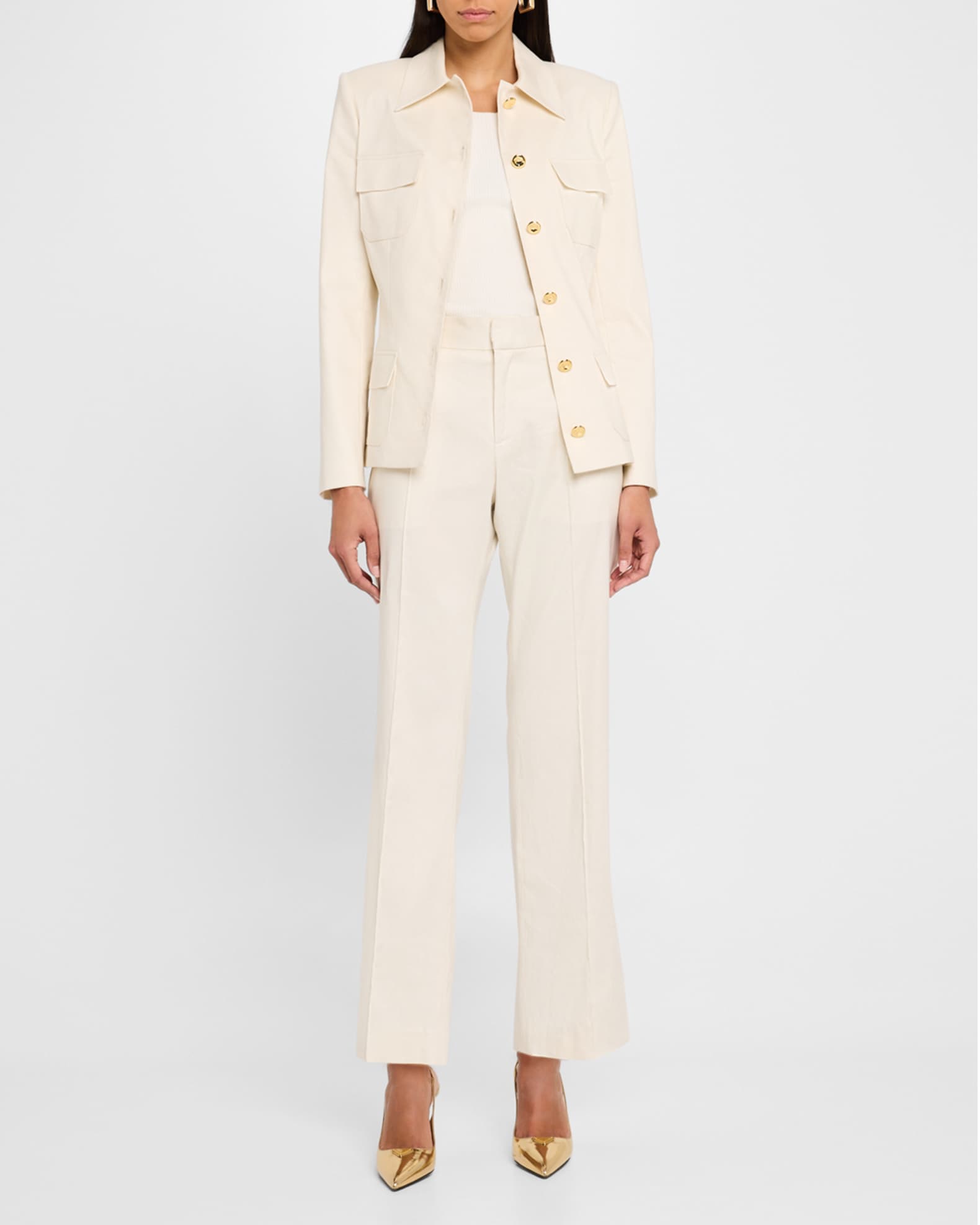 Brandon Maxwell Gage Fitted Button-Up Jacket | Neiman Marcus
