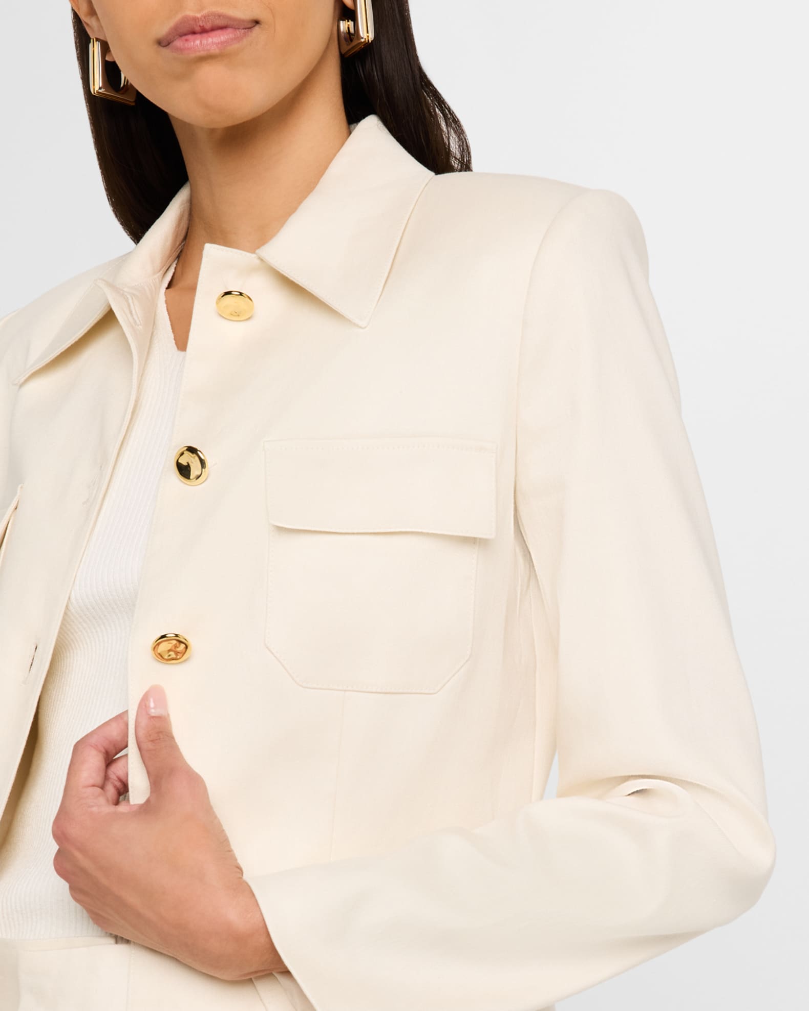 Brandon Maxwell Gage Fitted Button-Up Jacket | Neiman Marcus