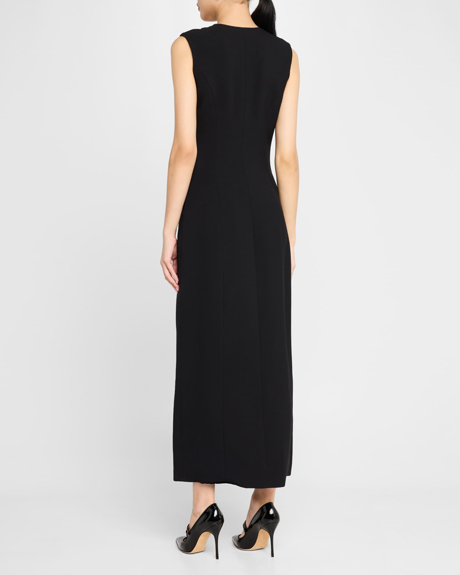 Brandon Maxwell Corinne Sleeveless Button-Front Midi Dress | Neiman Marcus