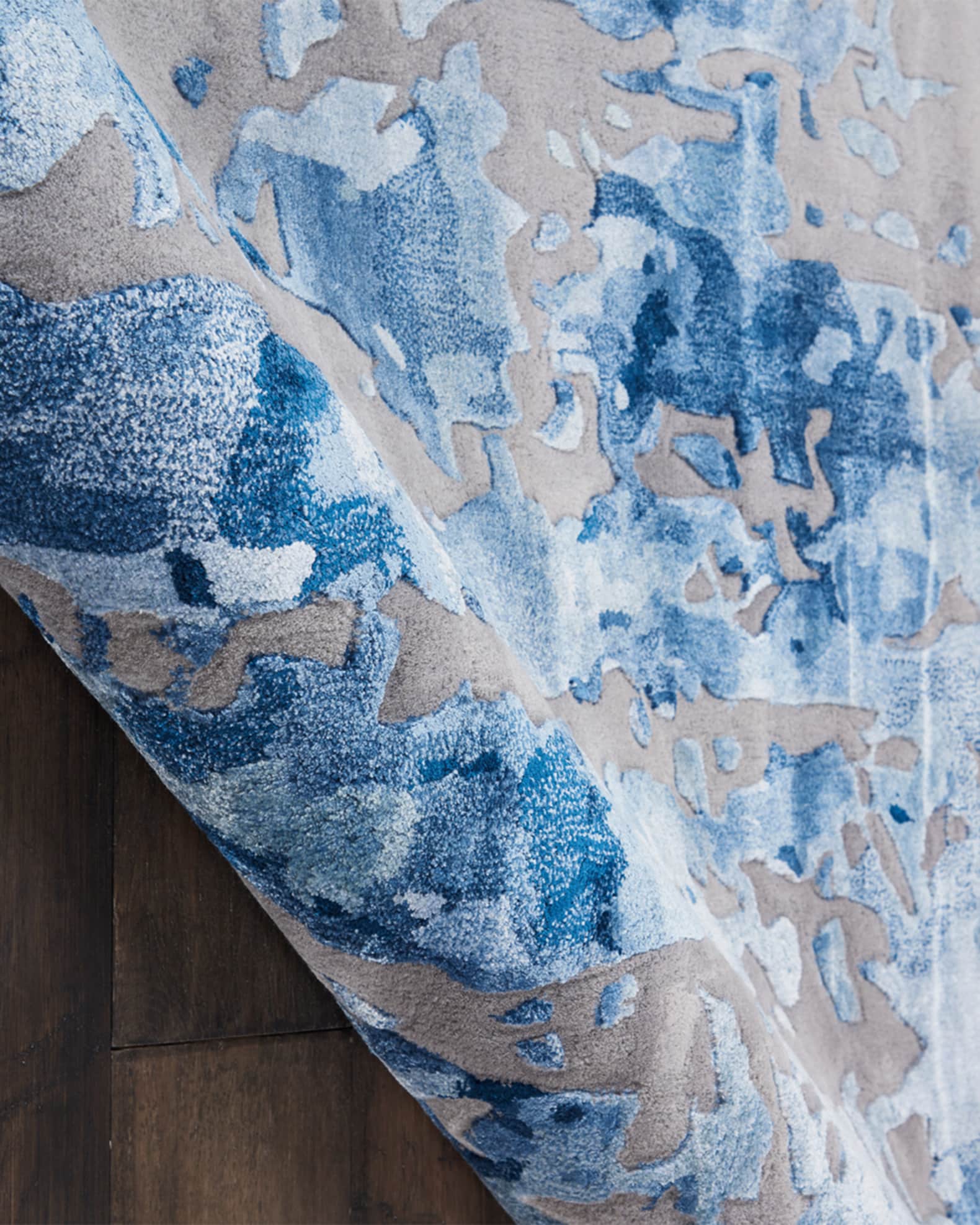 Blue/Grey Modern Hand-Tufted Rug Collection | Neiman Marcus