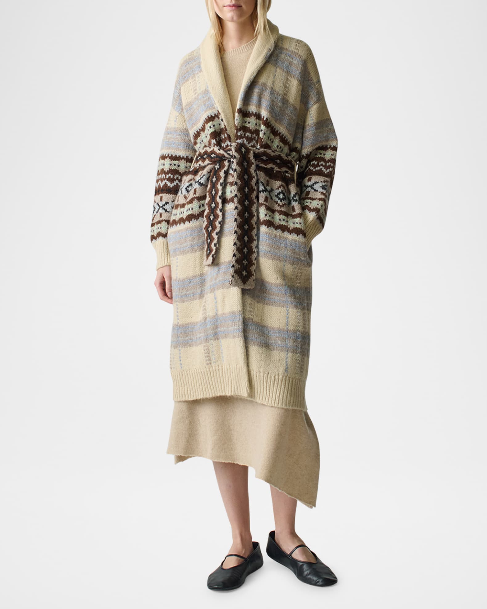 Lingua Franca Bianca Plaid Fair Isle Robe | Neiman Marcus