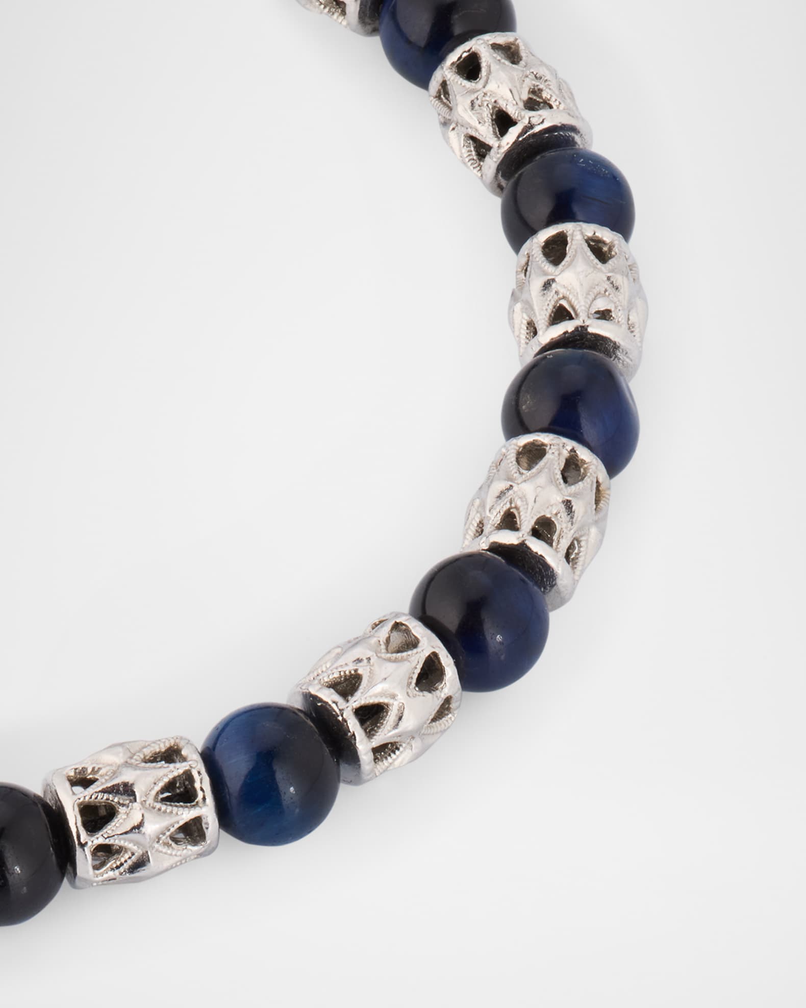 Armenta Men's Lapis and Silver Beaded Bracelet | Neiman Marcus