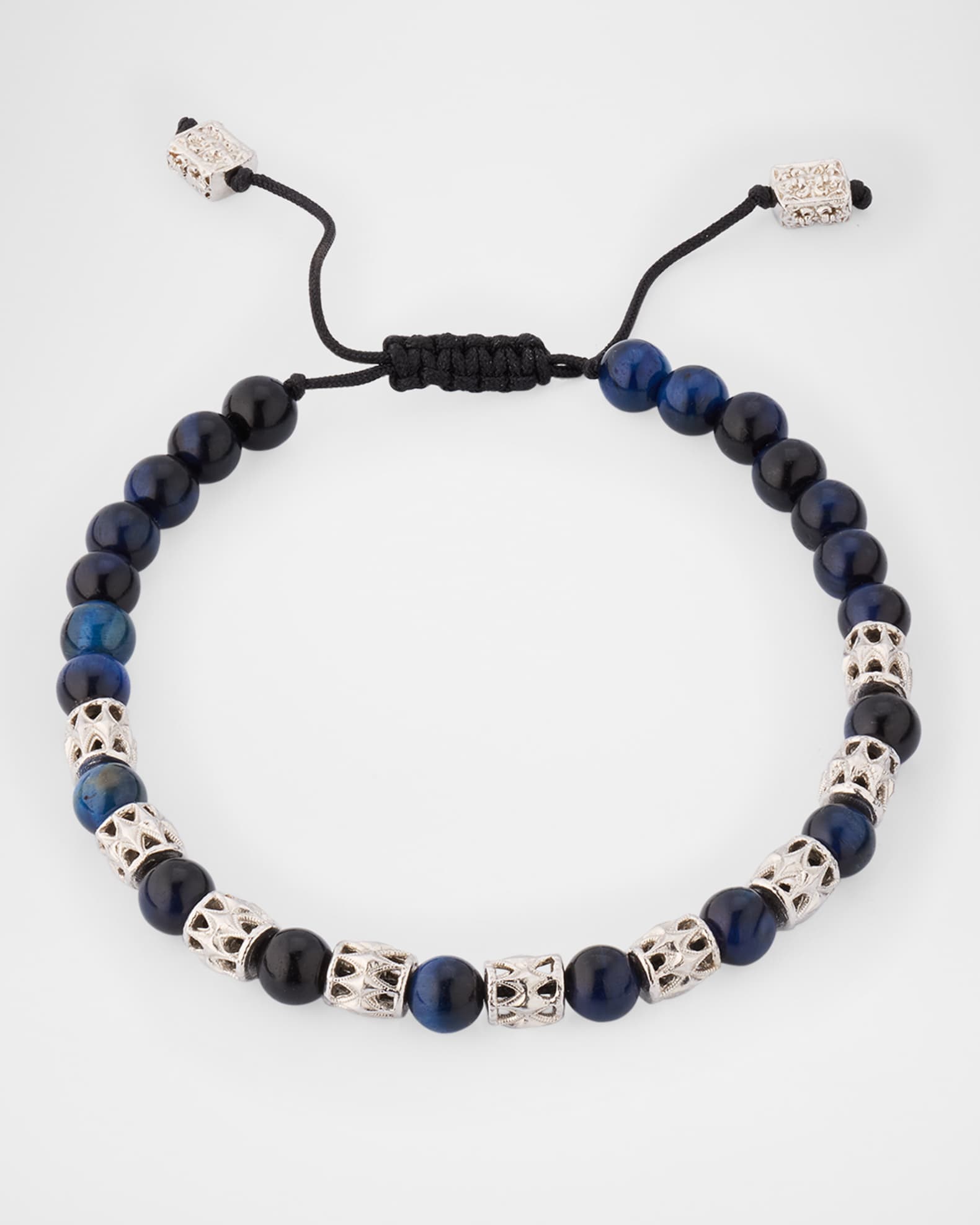 Armenta Men's Lapis and Silver Beaded Bracelet | Neiman Marcus