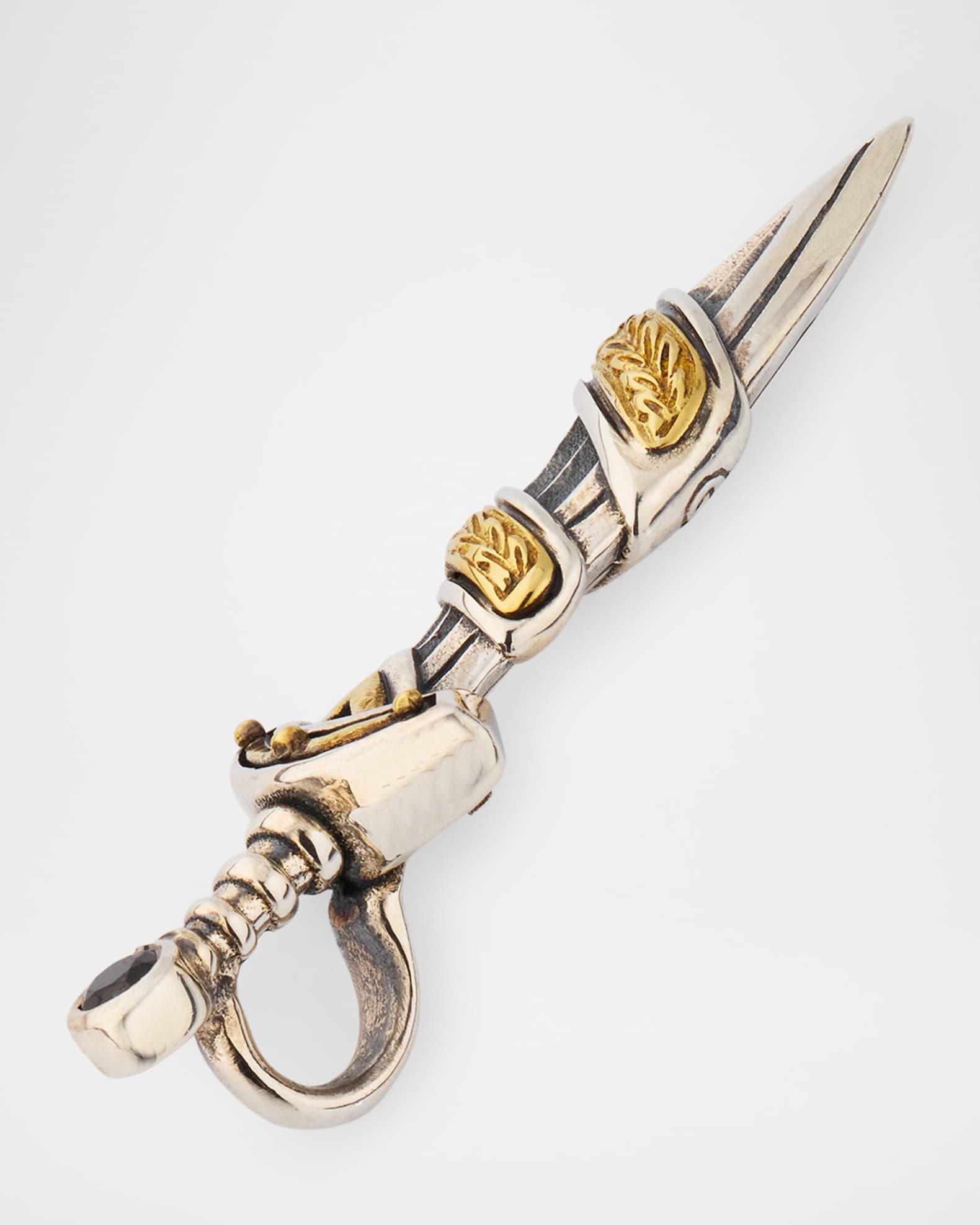 Konstantino Men's Sterling Silver and Bronze Sword Pendant with Black ...