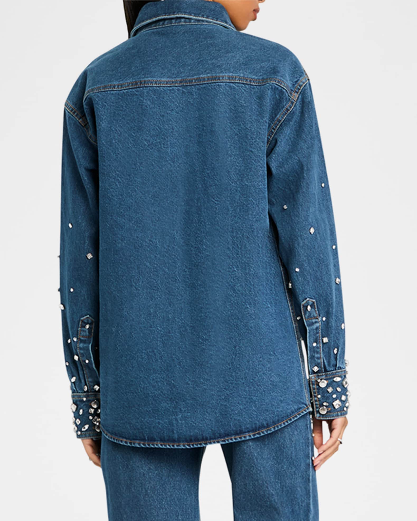 Retrofete Diletta Embellished Denim Shacket | Neiman Marcus